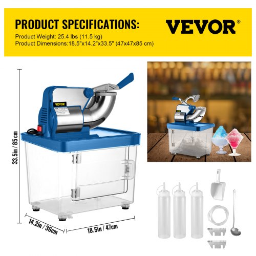 VEVOR 110V Commercial Ice Crusher 440LBS/H, ETL Approved 300W Electric ...