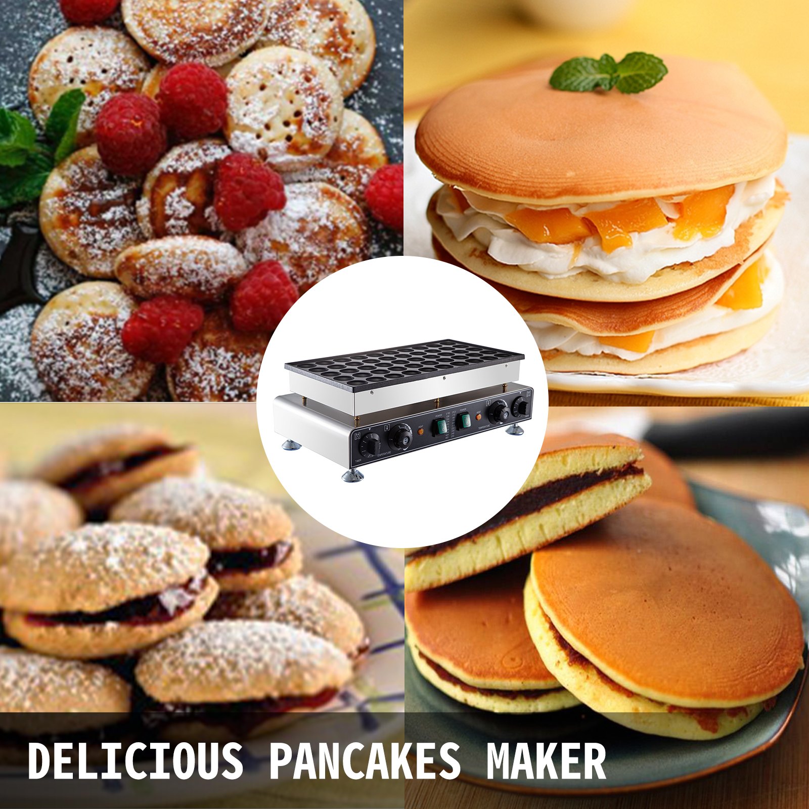 VEVOR 110V Mini Dutch Pancake Baker 50PCS 1700W Commercial Electric ...