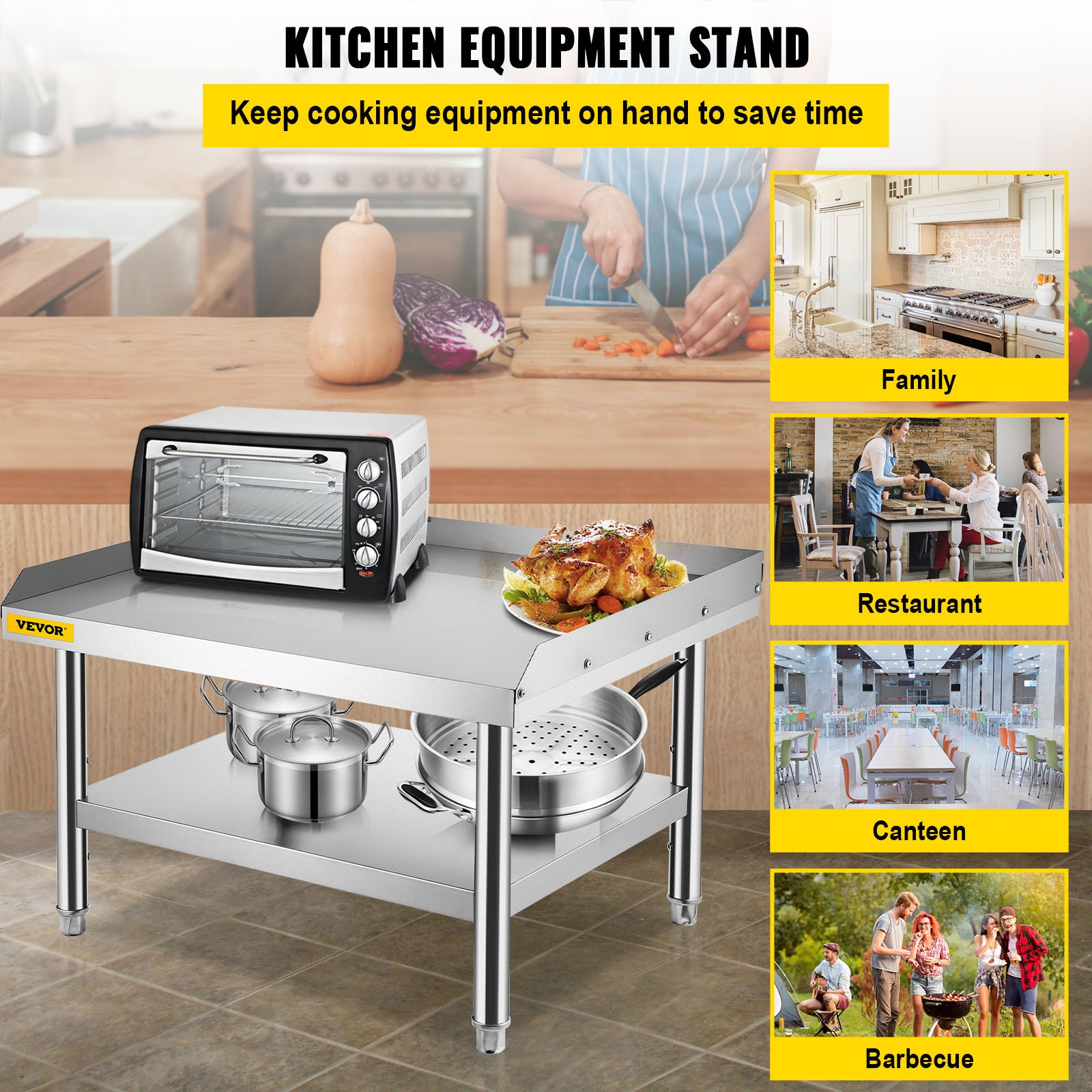 VEVOR Stainless Steel Equipment Grill Stand, 36 x 30 x 24 Inches ...