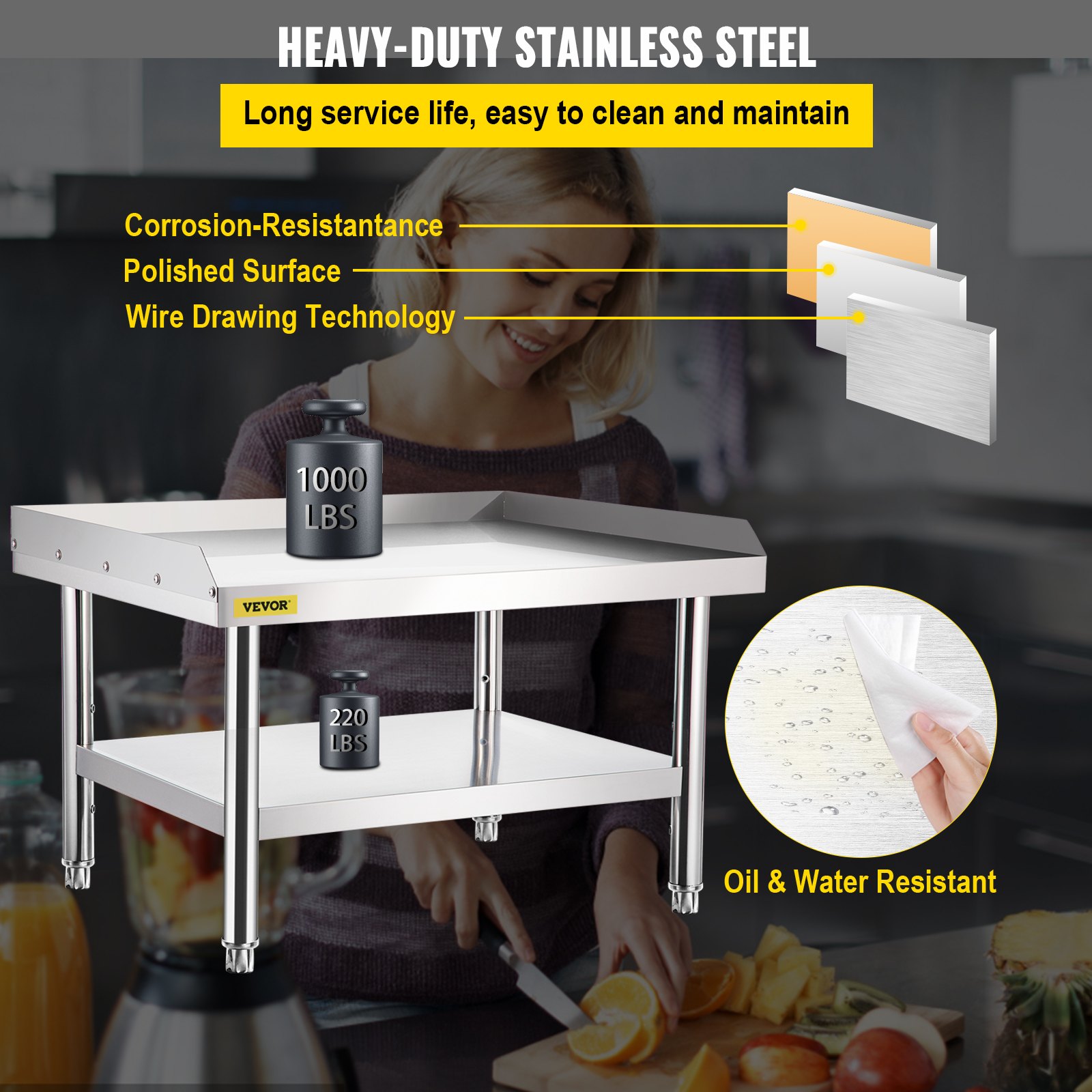 VEVOR Stainless Steel Table for Prep & Work 60" x 30" Kitchen Equipment ...