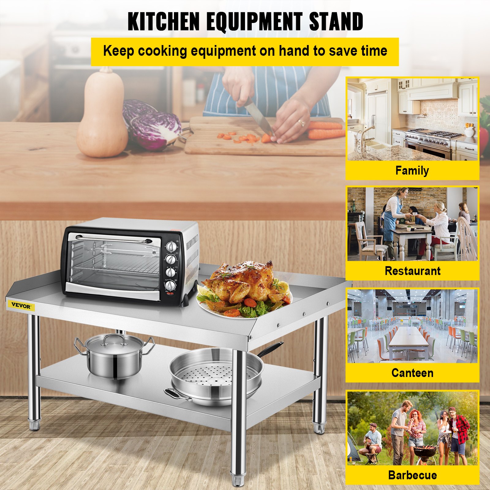 VEVOR Stainless Steel Equipment Grill Stand, 60 x 30 x 24 Inches ...