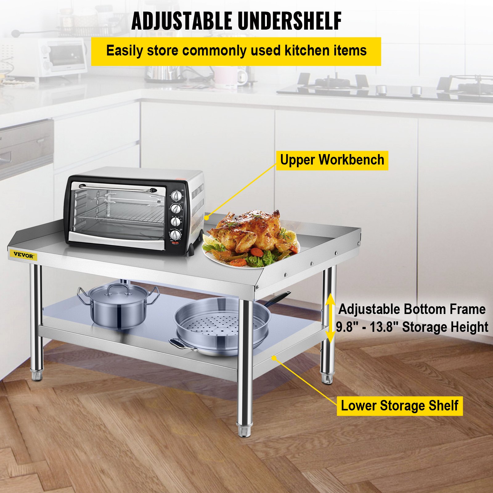 VEVOR Stainless Steel Equipment Grill Stand, 60 x 30 x 24 Inches ...