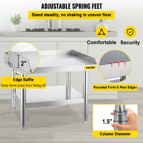 VEVOR Stainless Steel Table for Prep & Work 24" x 28" Kitchen Equipment ...