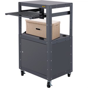Vevor Steel Av Cart Media Cart With Keyboard Tray And Cabinet 27-41 ...
