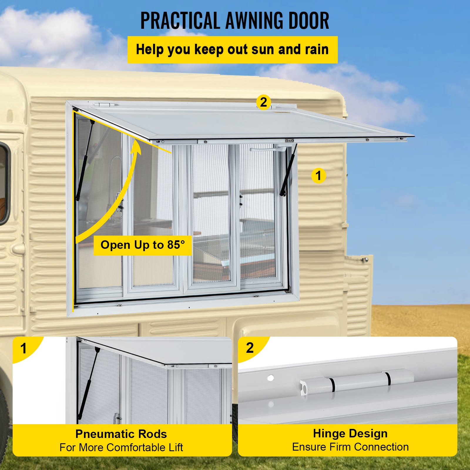 VEVOR Concession Window, 36 x 36 inch, Aluminum Alloy Food Truck ...