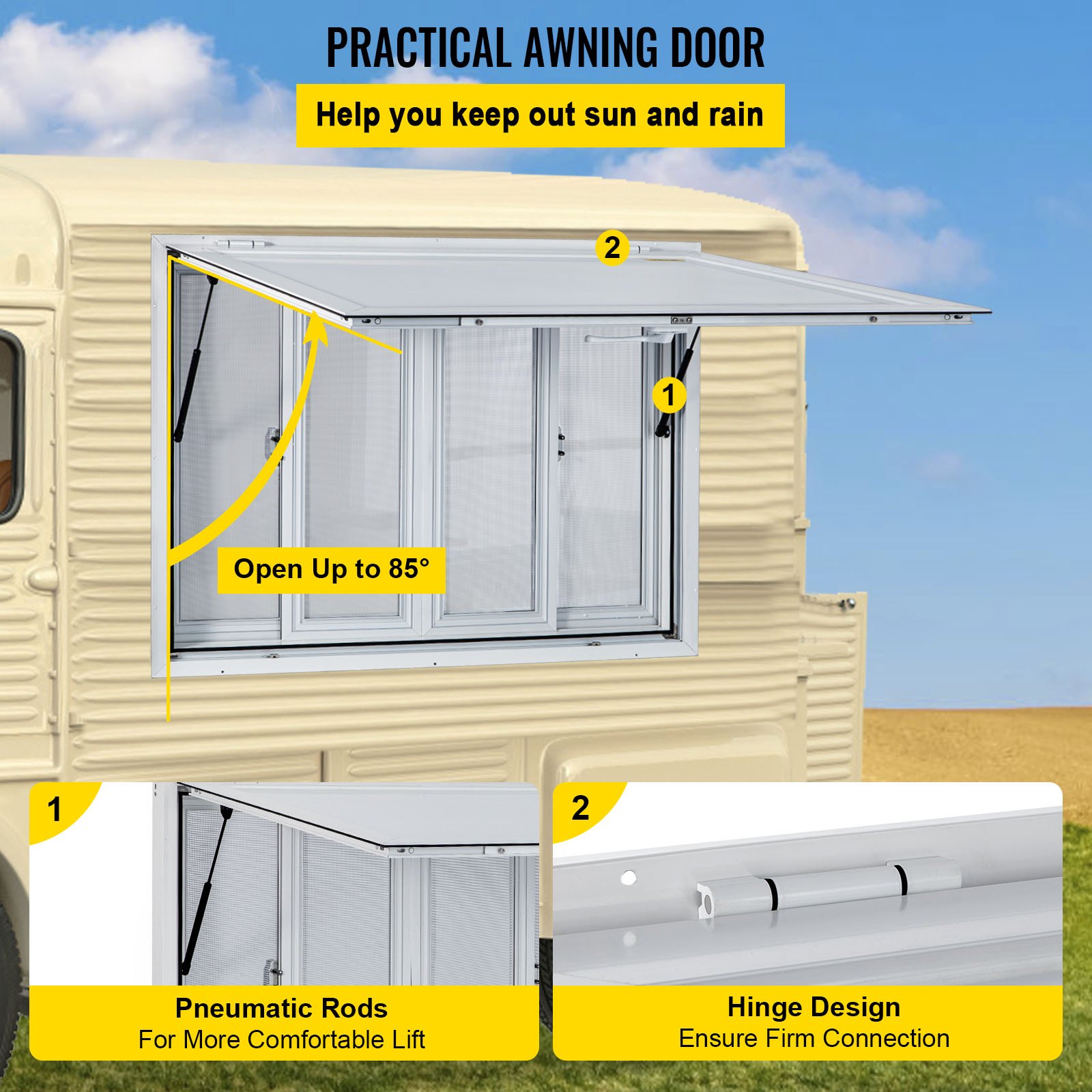 VEVOR Concession Stand Servir Window Food Truck Service Auvent 53x33in ...