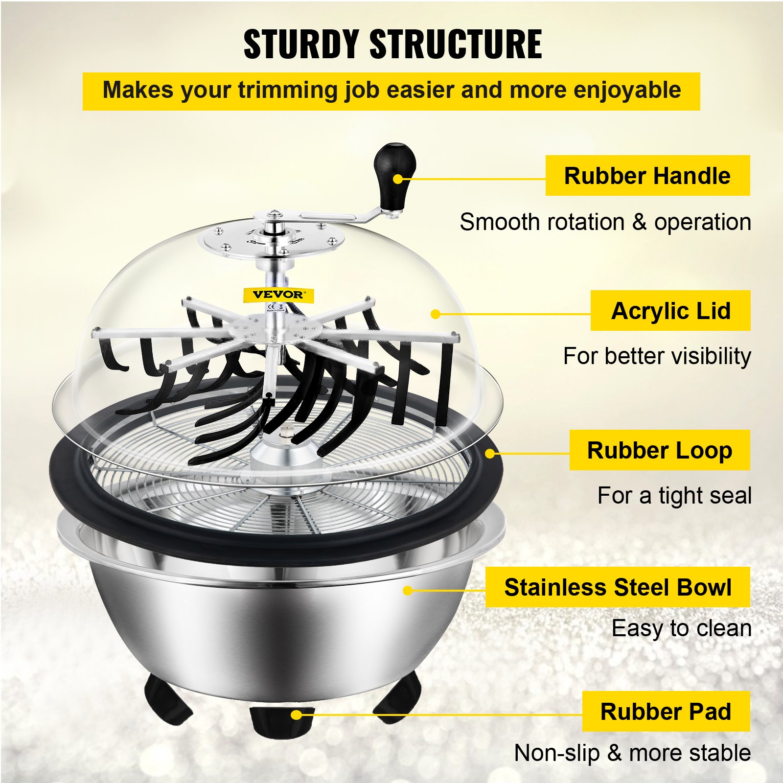 VEVOR 24 Inch Bowl Trimmer Manual Leaf Bowl Trimmer Hydroponic Pro Bowl ...
