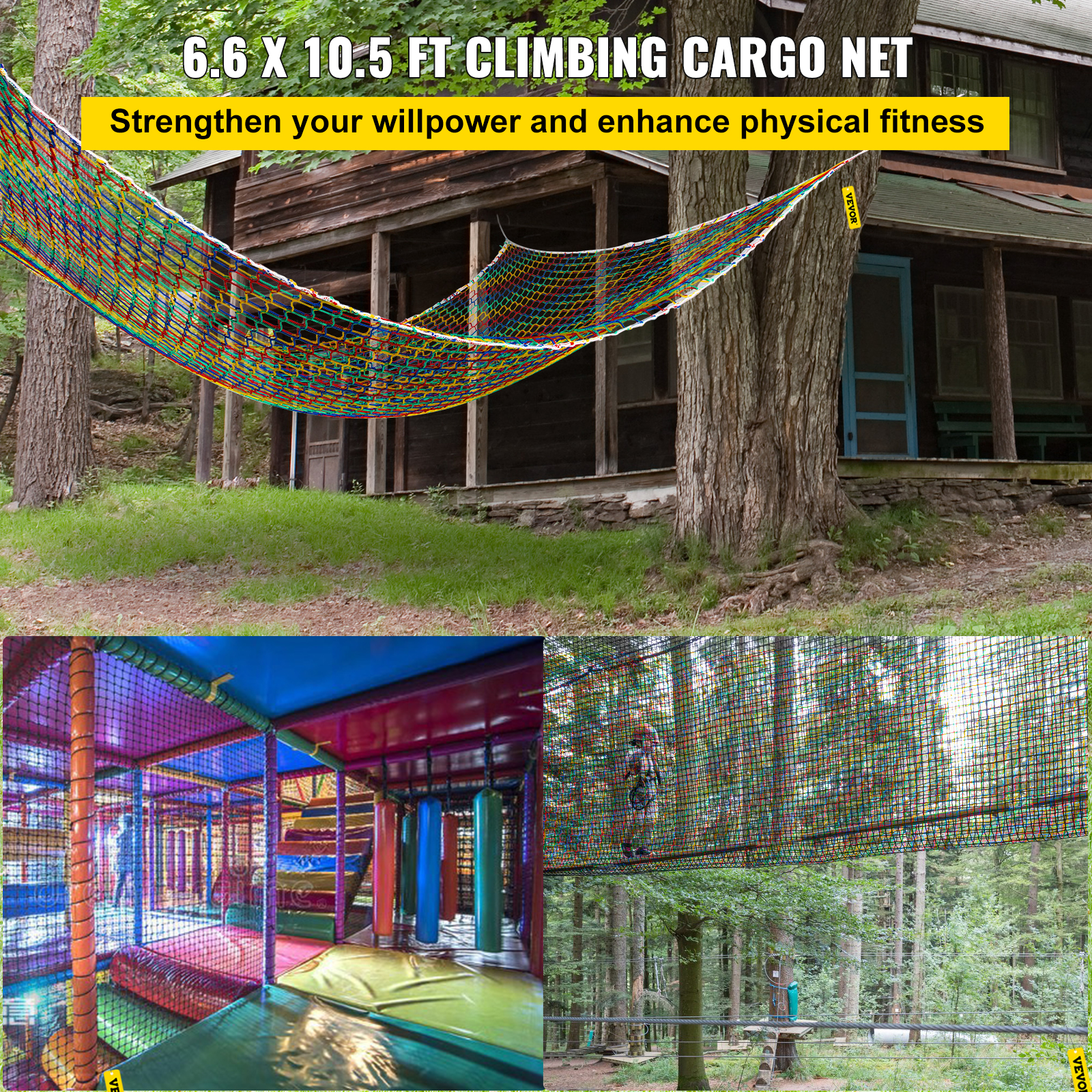 VEVOR Climbing Cargo Net Playground Climbing Cargo Net 6.6 x 10.5 ft ...