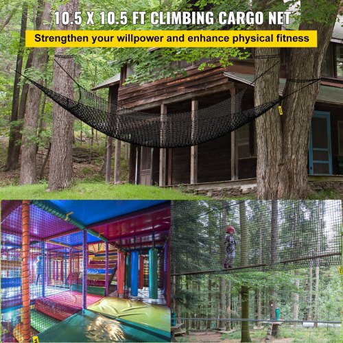 VEVOR Climbing Cargo Net Playground Climbing Cargo Net 10.5 x 10.5 ft ...