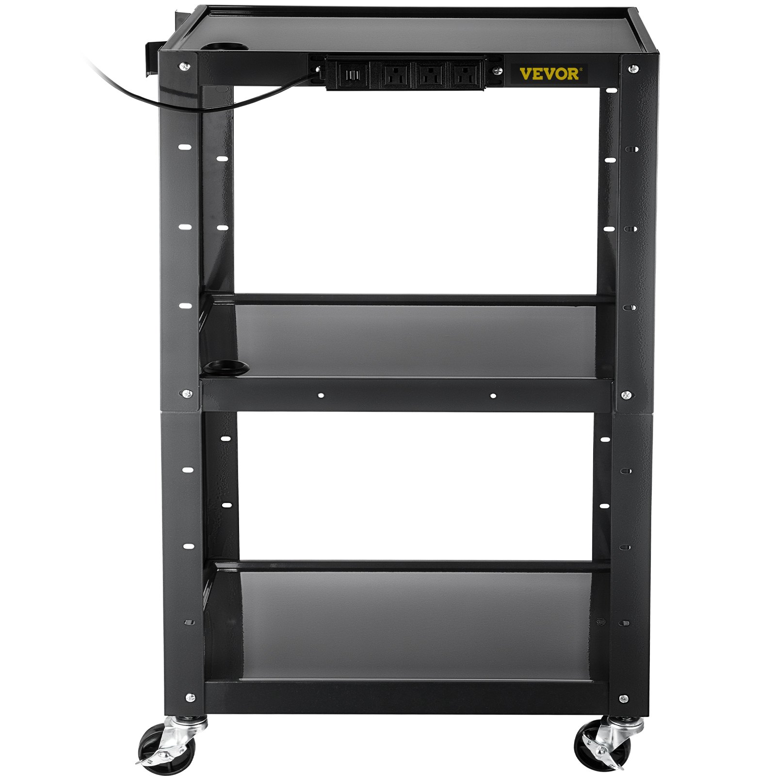VEVOR Steel AV Cart, 24-42" Height Adjustable Media Cart with Electric ...