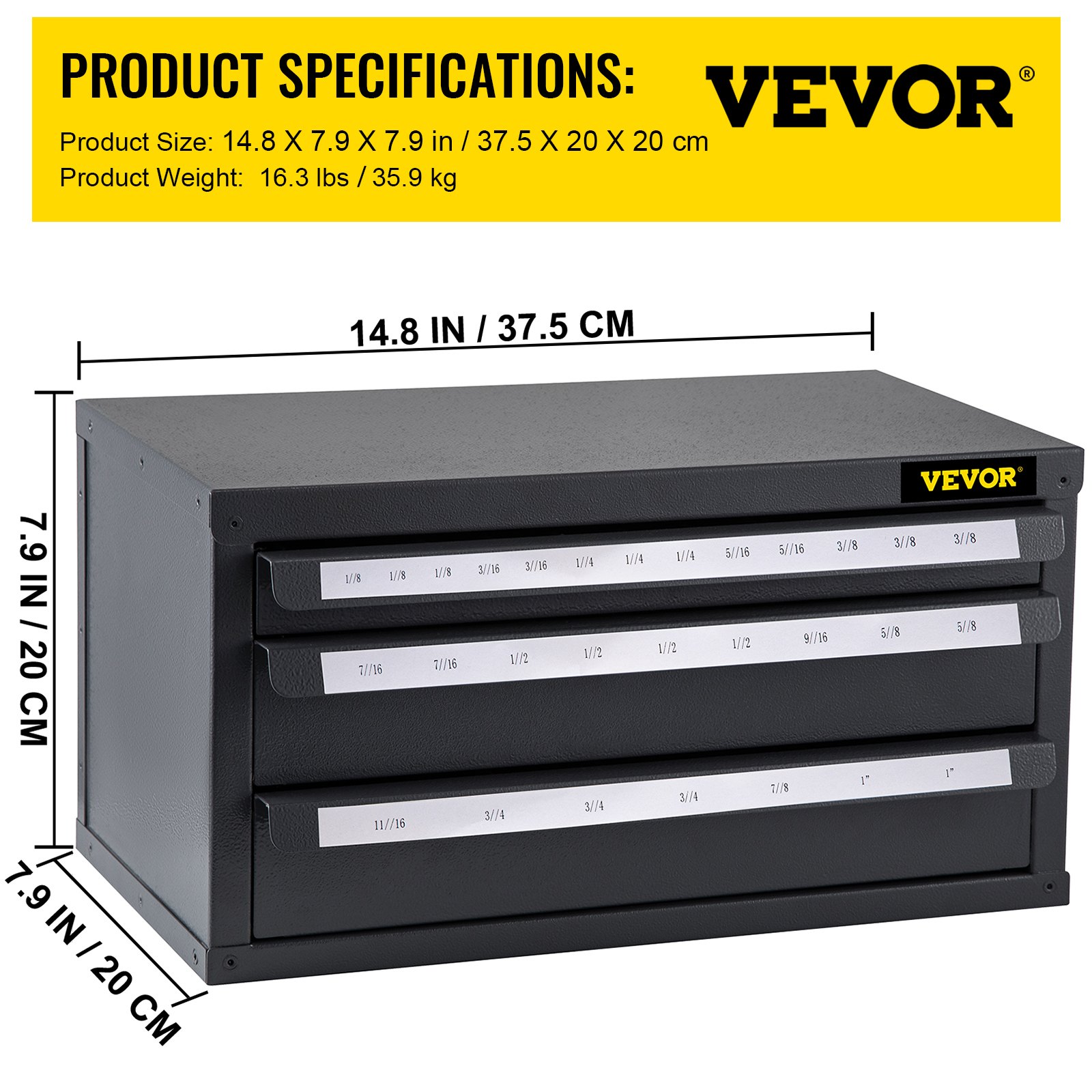 VEVOR End Mill Dispenser Cabinet, Three-Drawer End Mill Dispenser, End ...