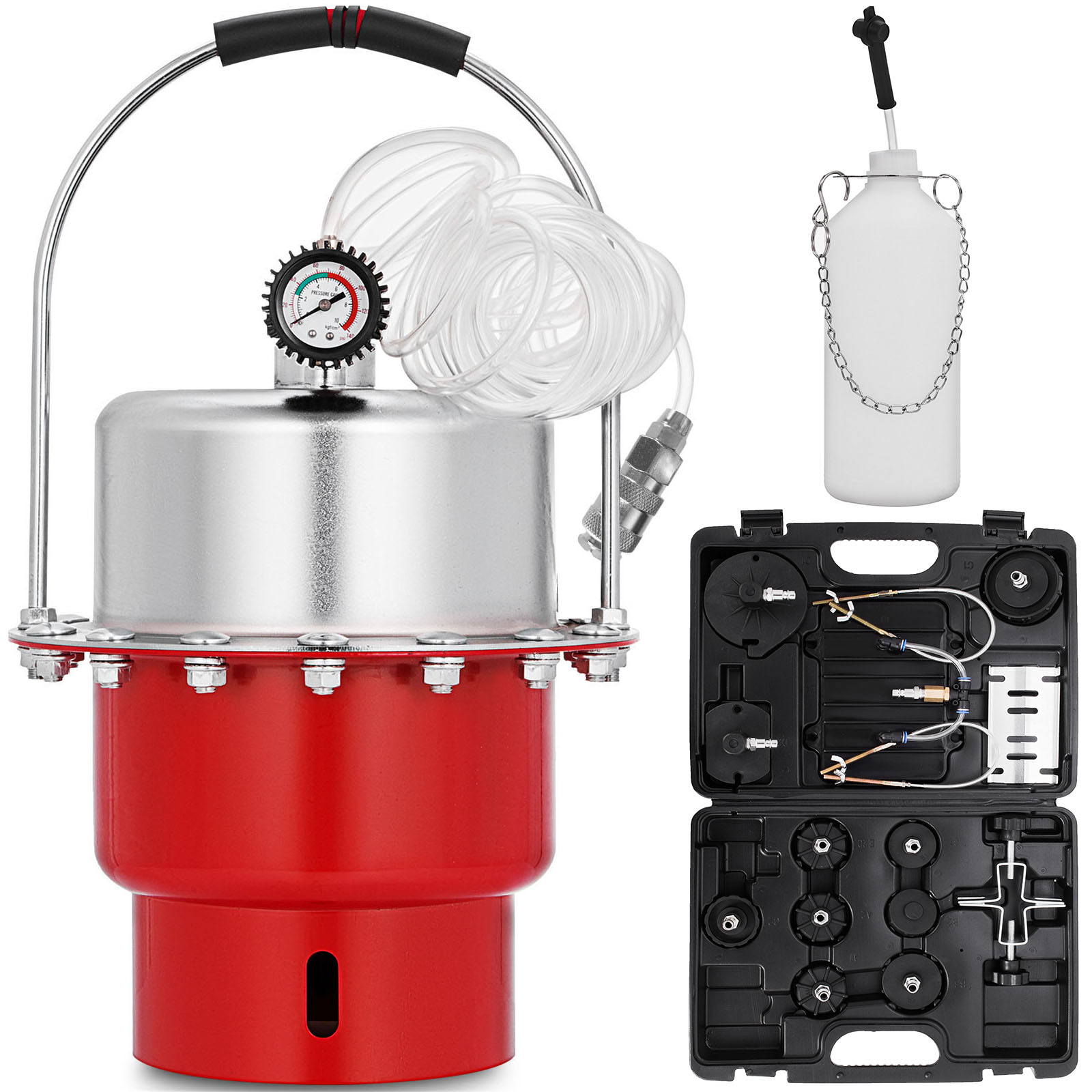 Pneumatic Air Pressure Brake Bleeder Kit Portable Tool Connector Garage ...