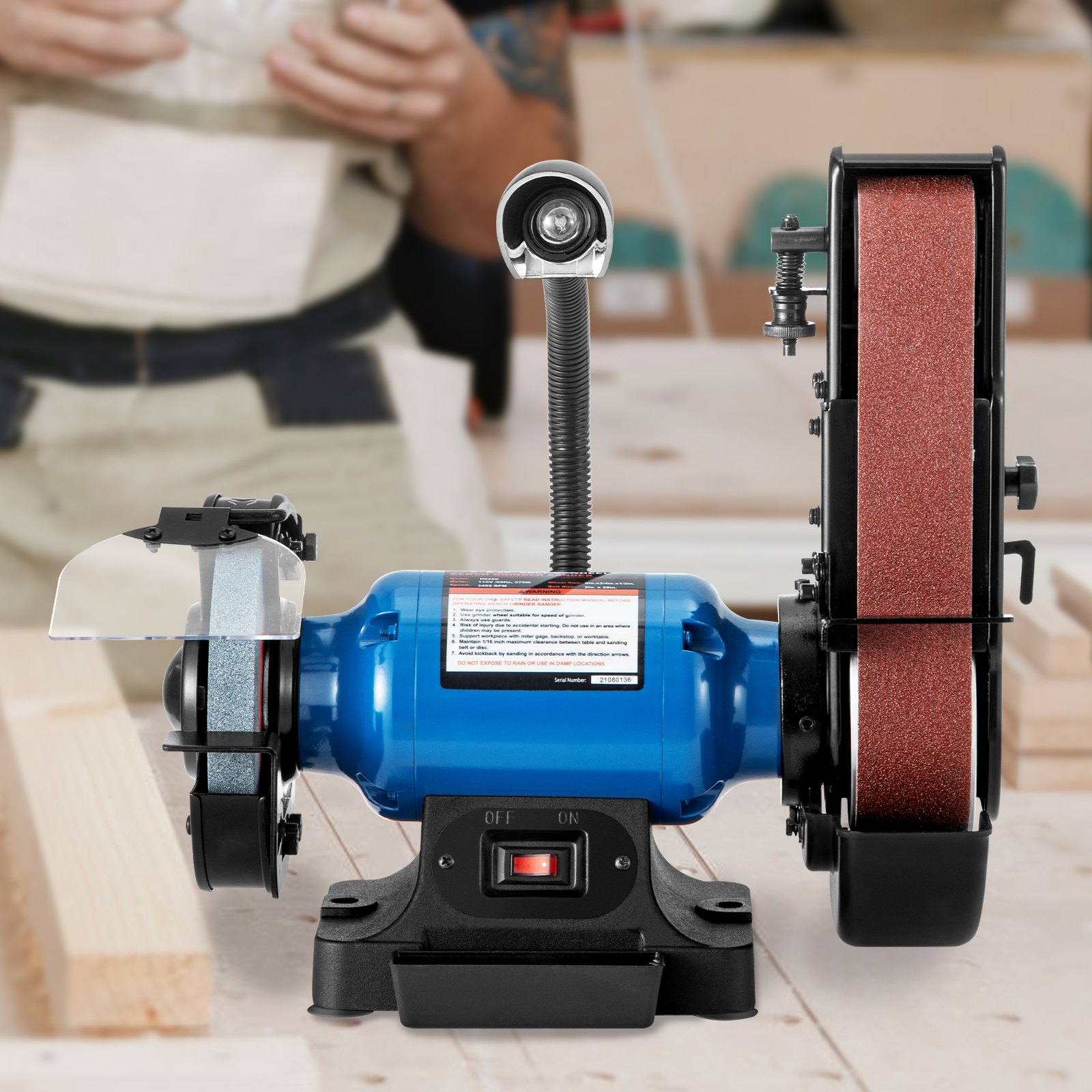 2" Belt Sander and 6" Disc Sander With Sturdy Base & LED Working Lamp ...