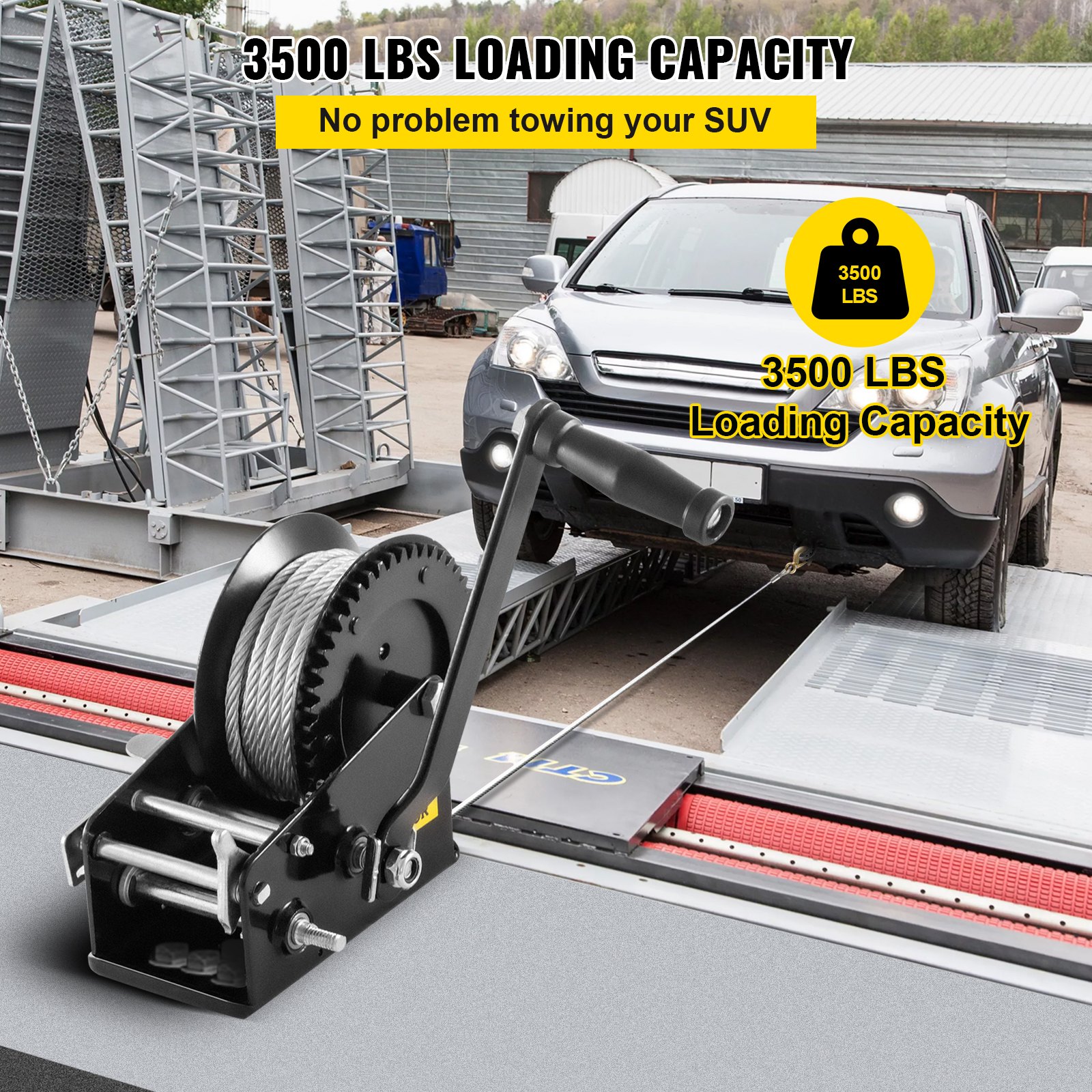 VEVOR Rope Crank, 3500 LBS Capacity Heavy Duty Hand Winch with 10 m(32. ...
