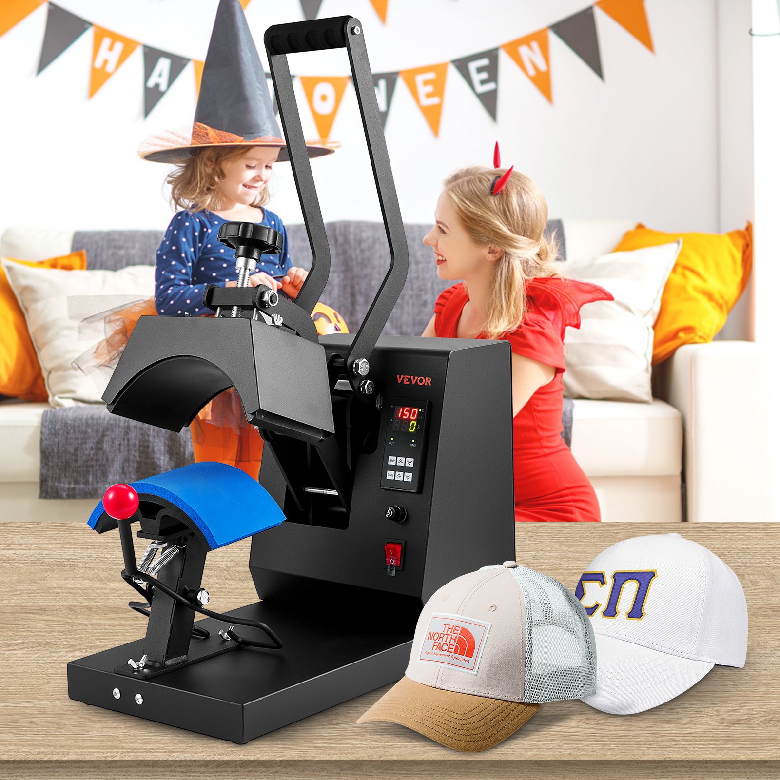 VEVOR Hat Heat Press, 4-in-1 Cap Heat Press Machine, 6x3inches ...