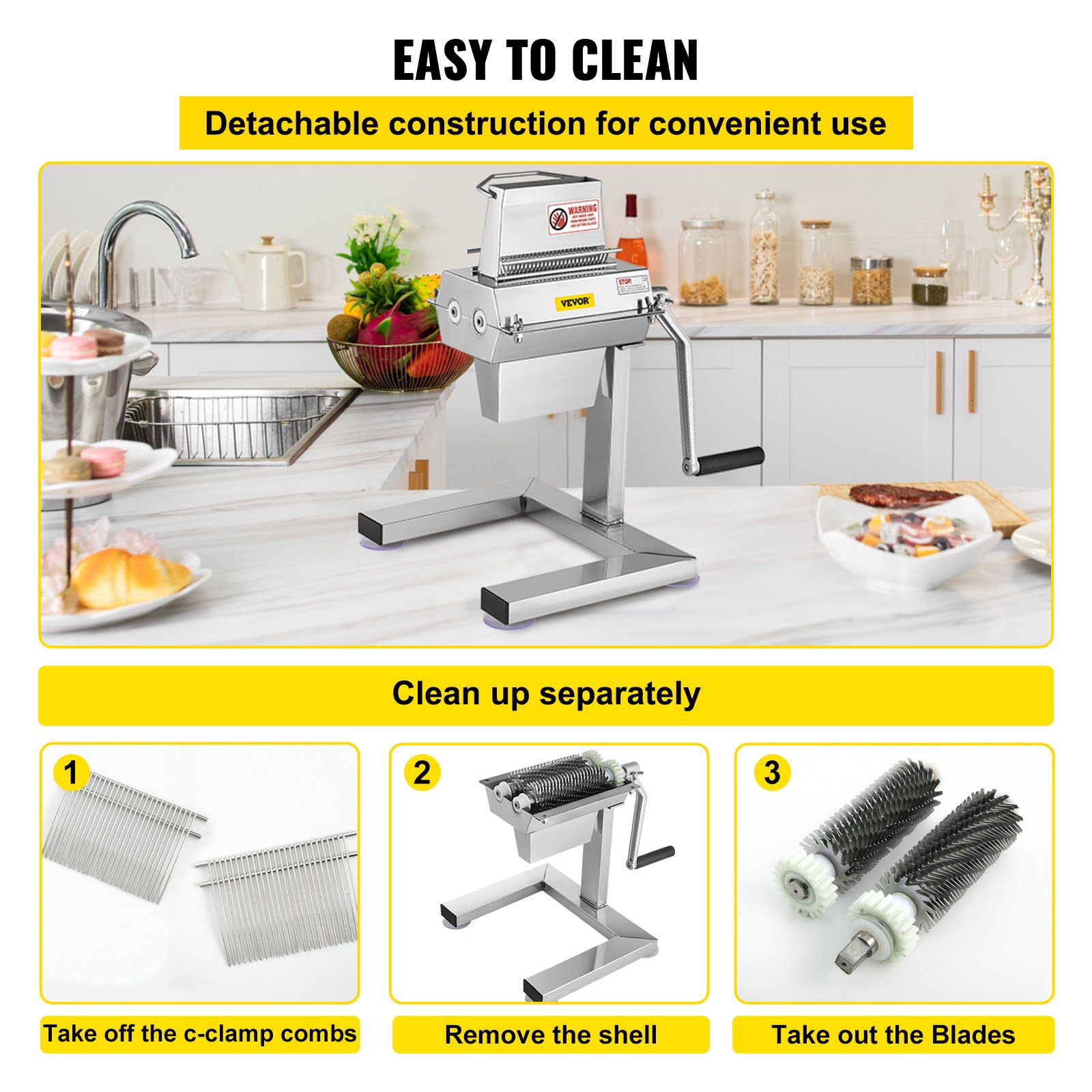 Vevor Meat Tenderizer Machine Manual Tenderizer 5 Cutting Width