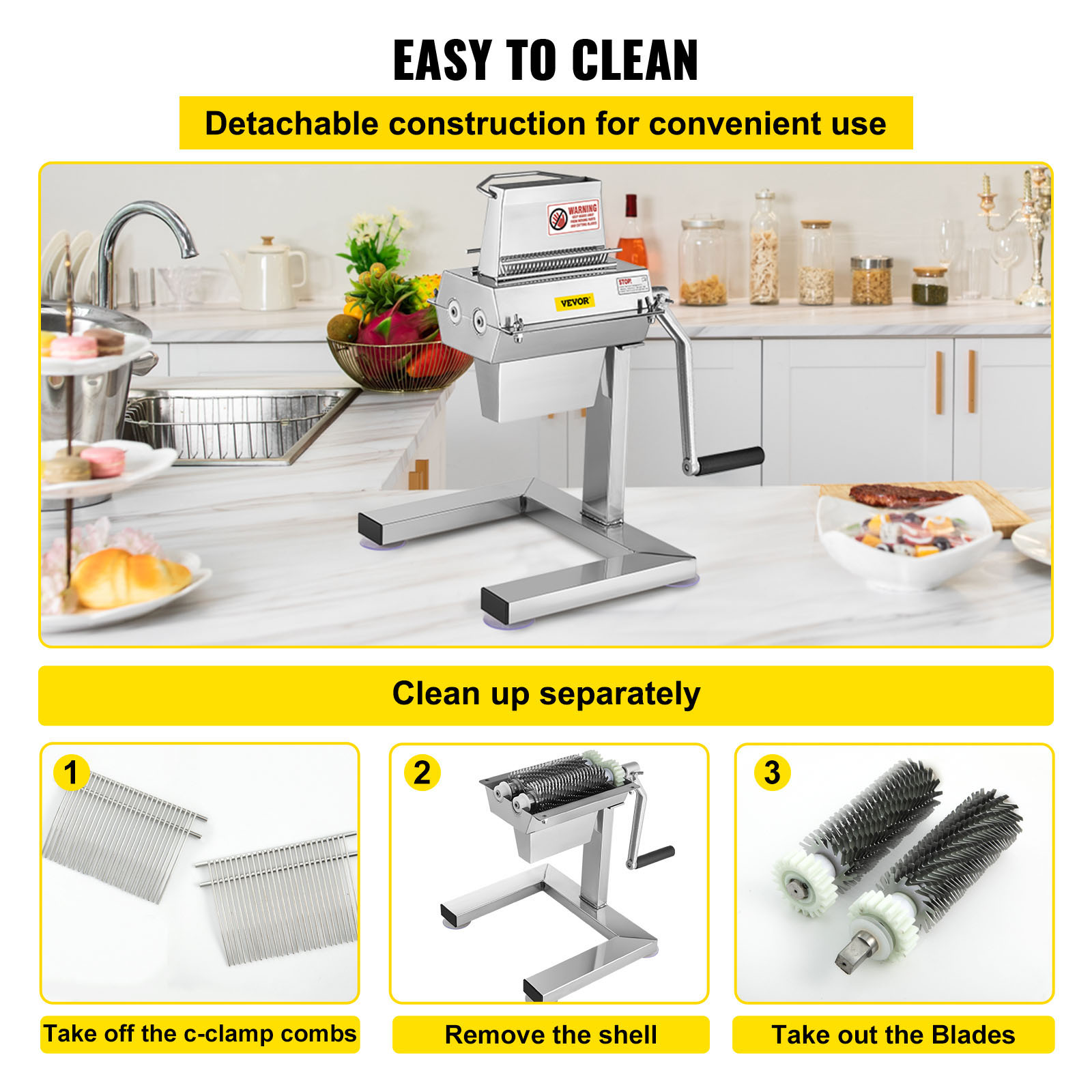 Vevor Meat Tenderizer Machine Manual Tenderizer 5 Cutting Width