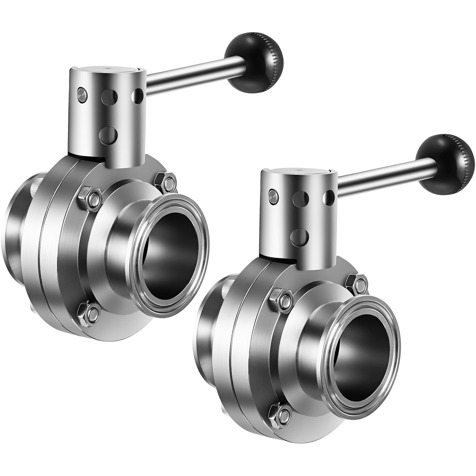 VEVOR Sanitary Butterfly Valve 2 Pack Stainless Butterfly Valve 1.5 ...