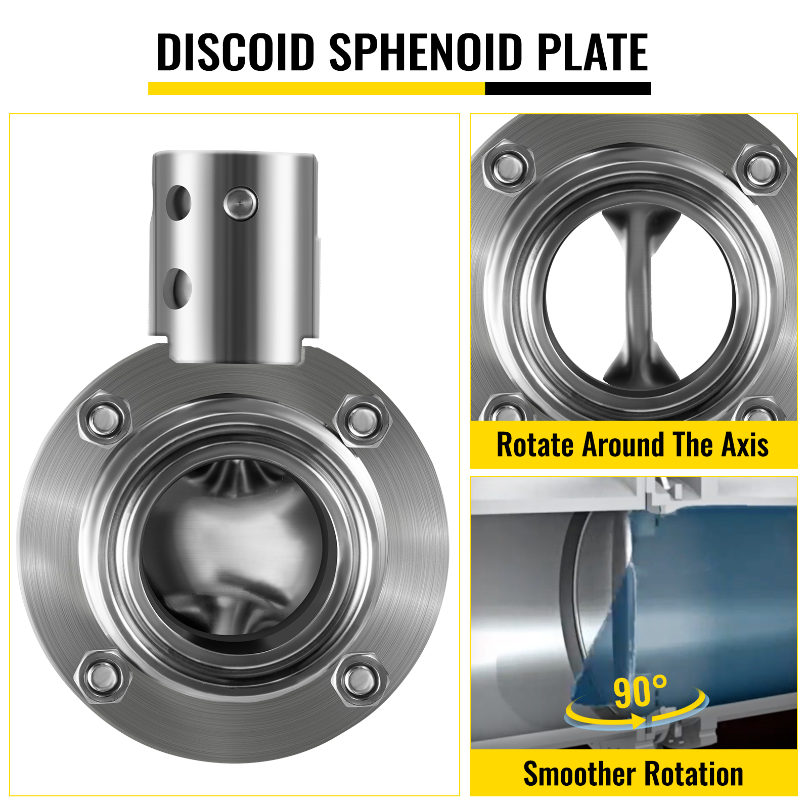 VEVOR Sanitary Butterfly Valve 2 Pack Stainless Butterfly Valve 1.5 ...