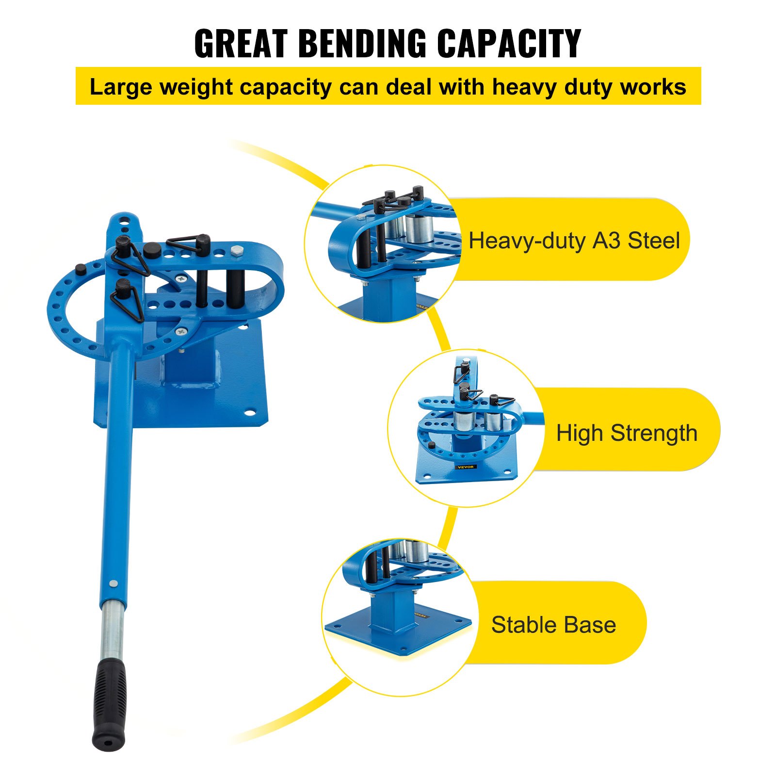 VEVOR Compact Metal Bender 1"-3" Bench Flat Bar Rod Bending Brake ...