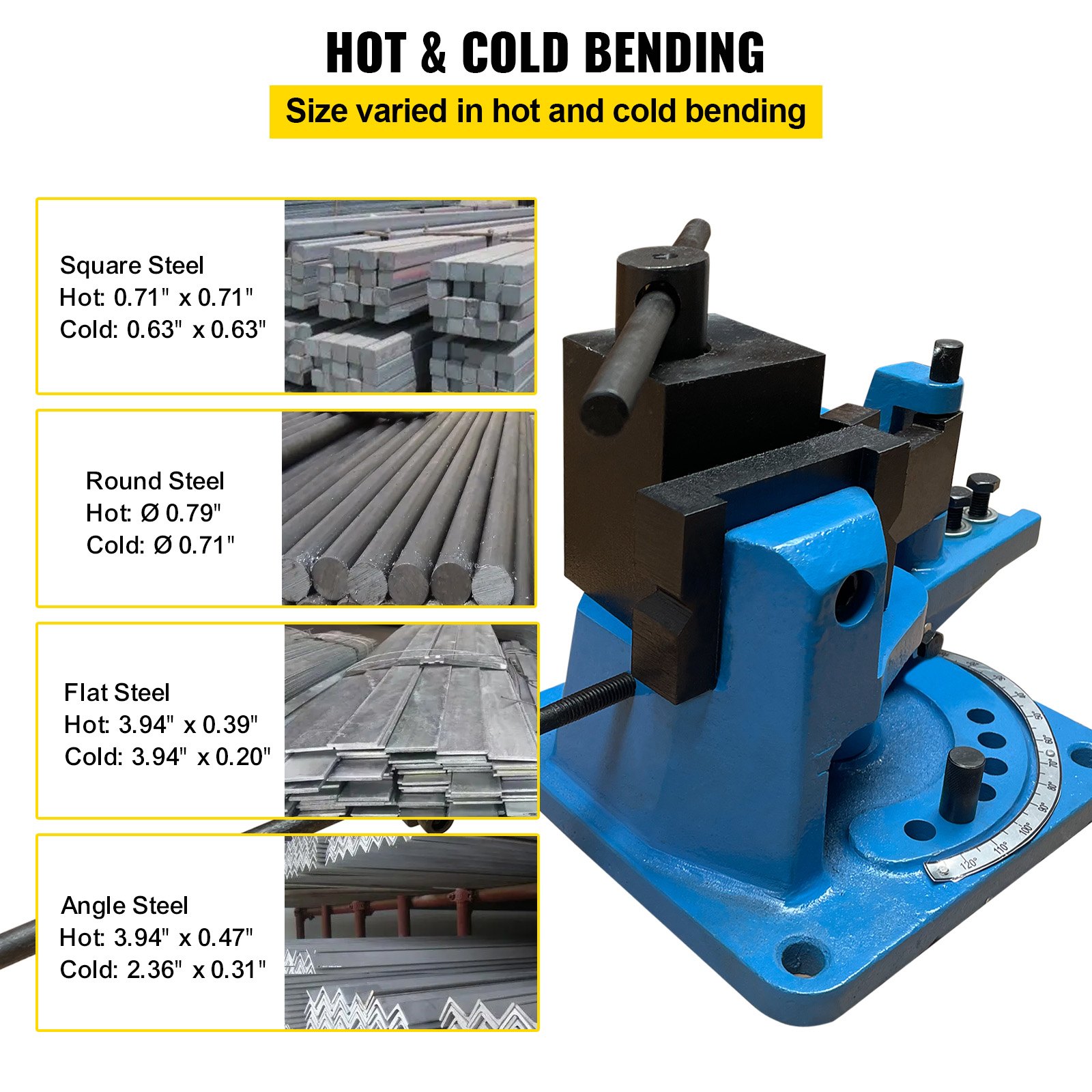 VEVOR Metal Bender 120-Degree Bending Capacity Angle Bending Machine ...