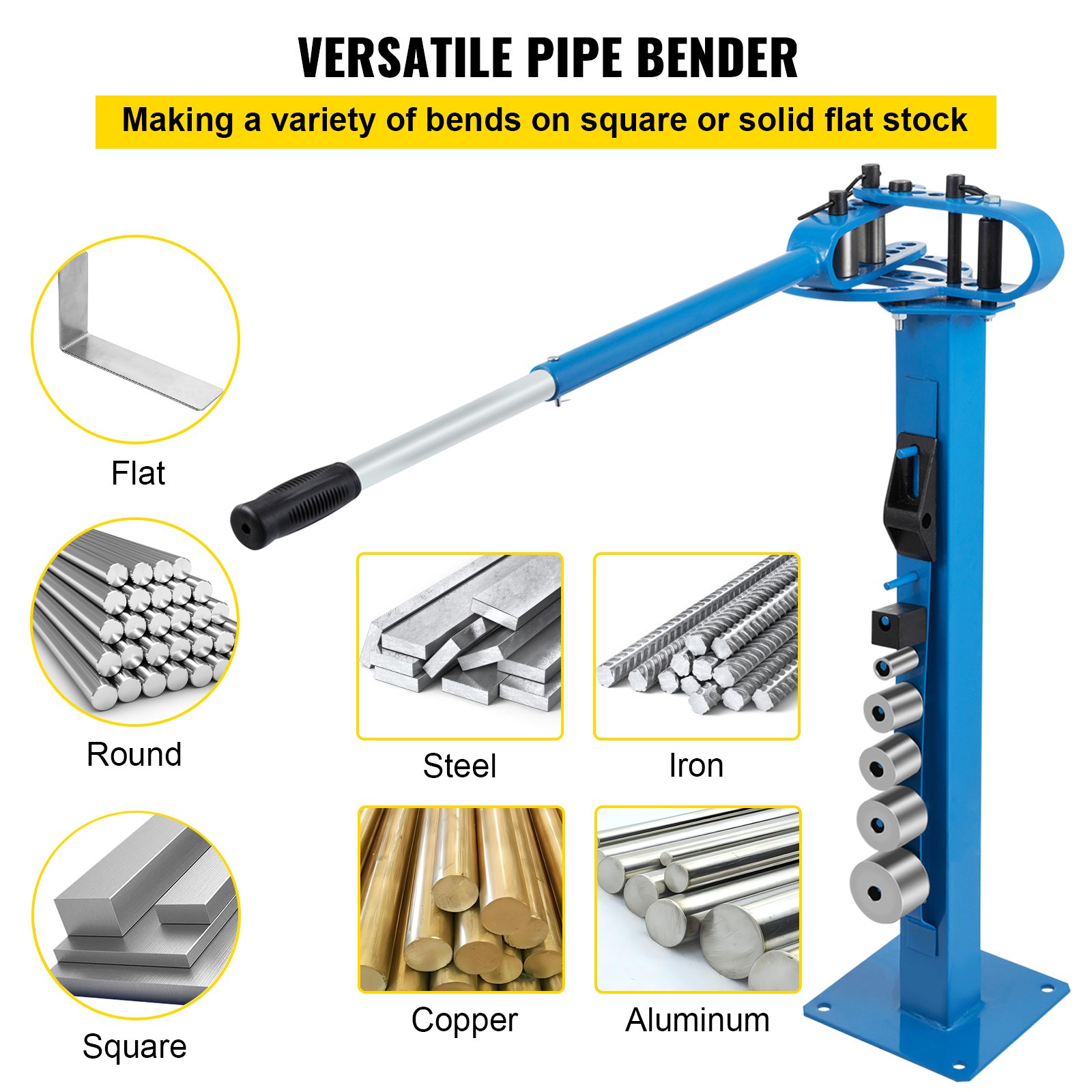 VEVOR YP-38 Metal Bender 1"-3" Flat Bar Square Rod Bending 7 Dies w ...