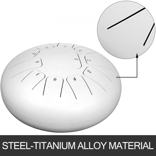 12"(30cm) 11 Notes White Steel Tongue Drum Handpan Steel Pan Drum Tank ...
