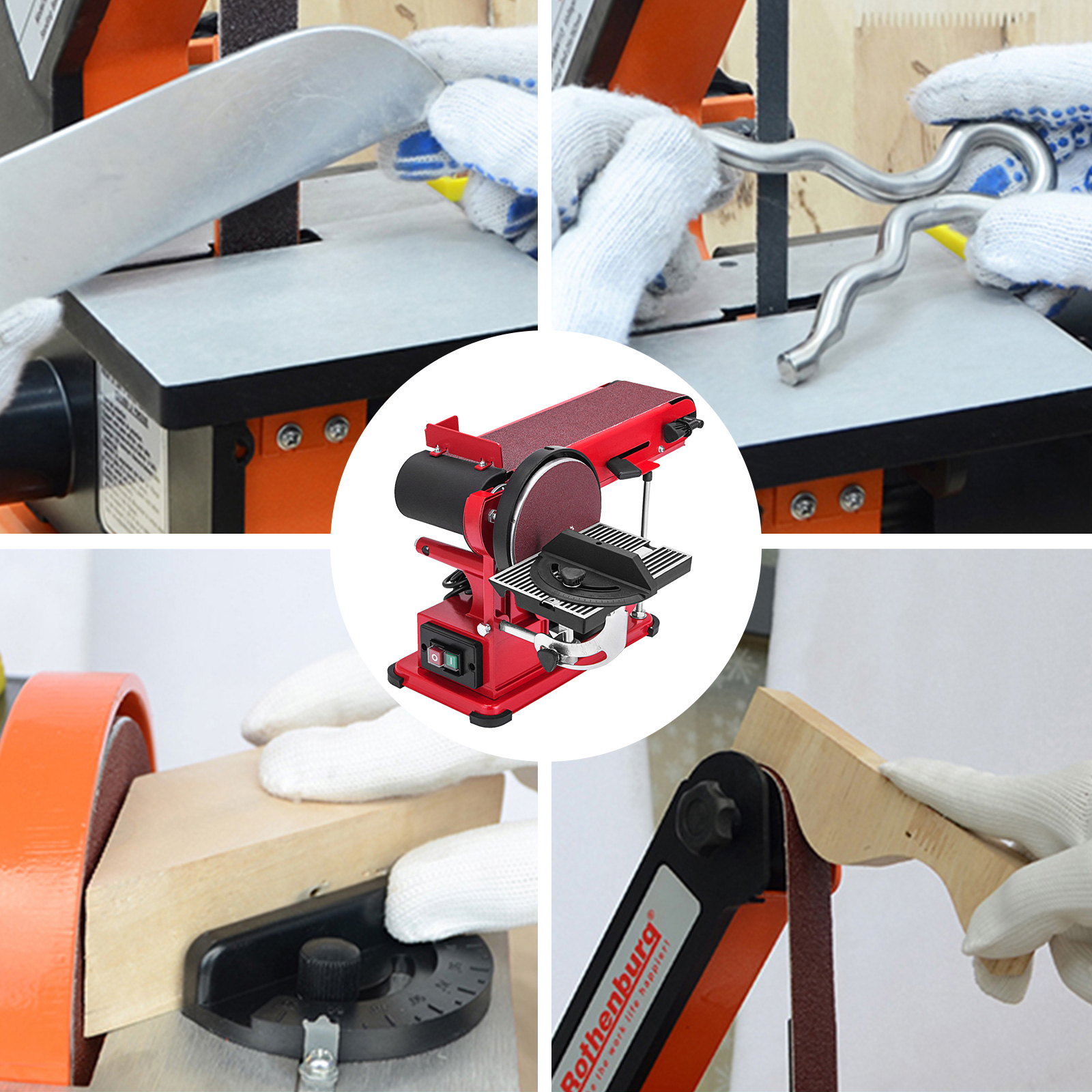 VEVOR Belt Disc Sander Bench Grinder With Dust Extraction Port Buffer ...