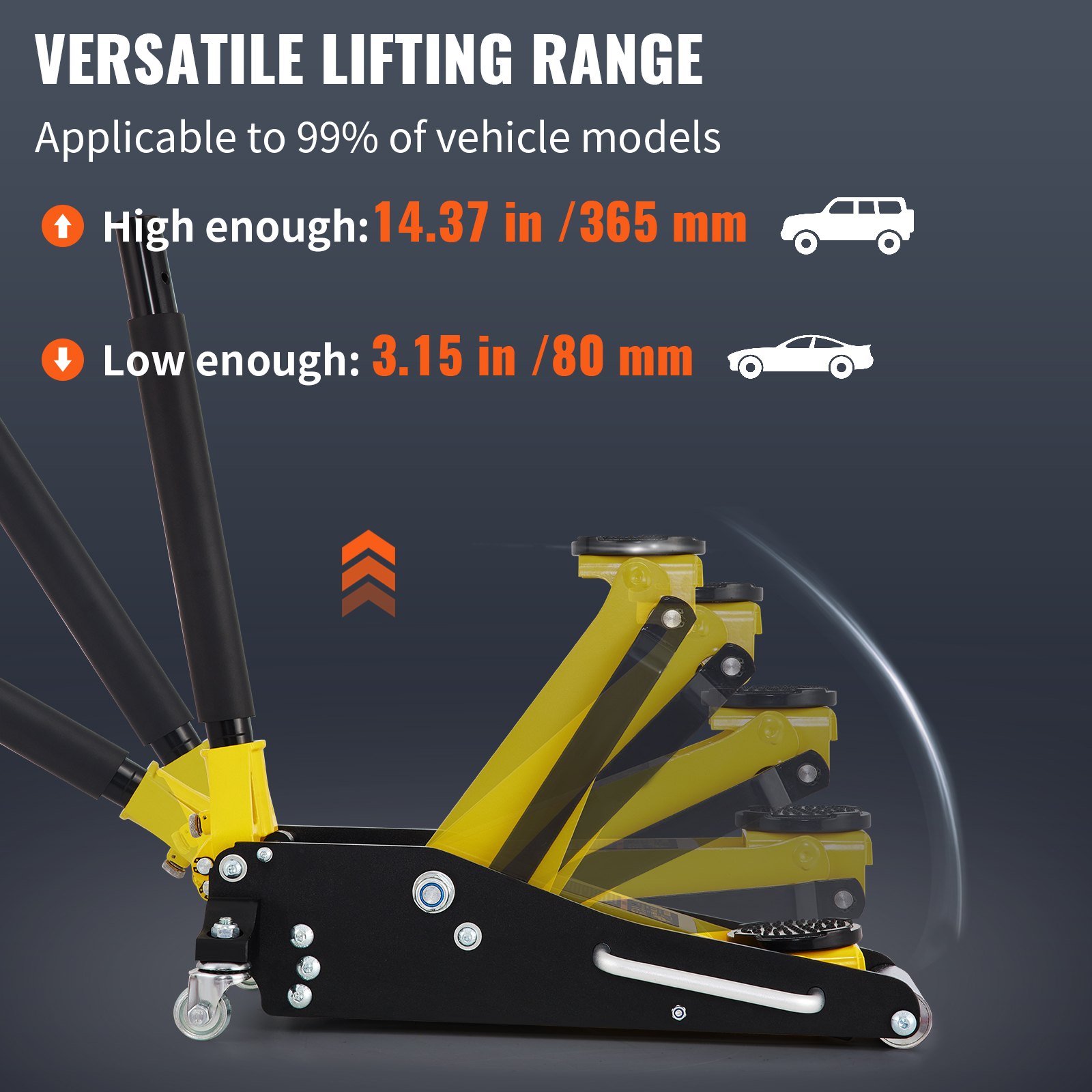 VEVOR 1.5 Ton Low Profile Aluminum Steel Racing Floor Jack Dual Pump ...
