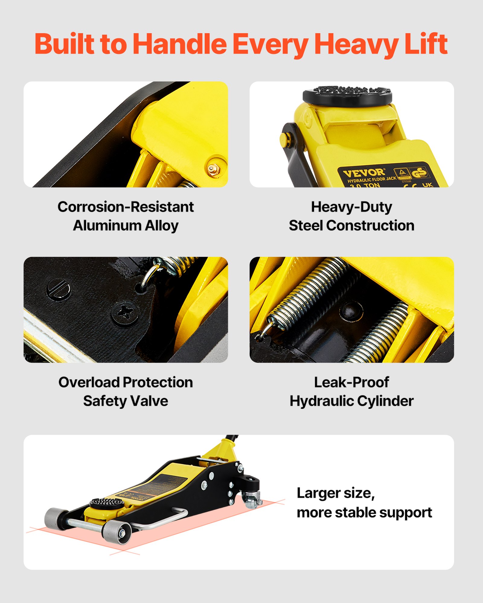 VEVOR VEVOR 2.5 Ton Low Profile Aluminum Steel Racing Floor Jack Dual ...