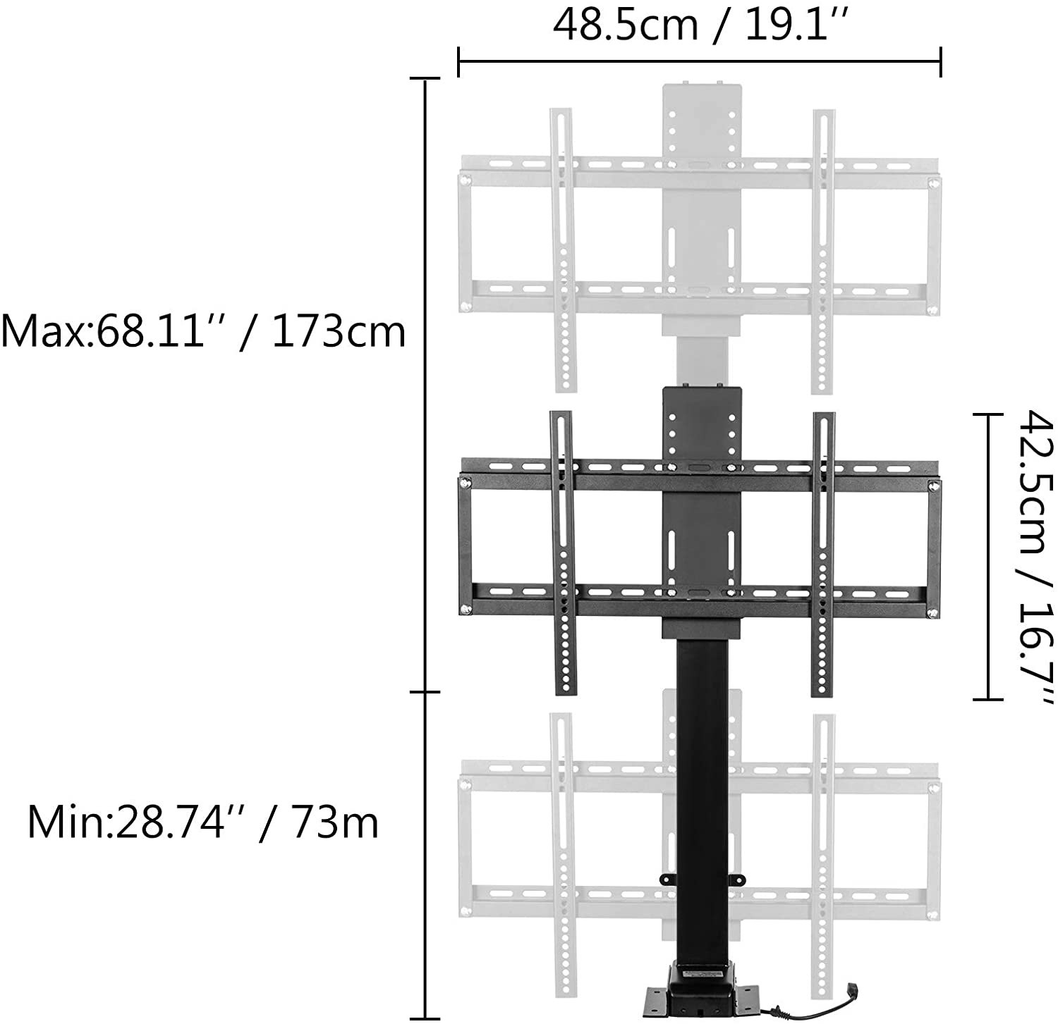 Tv Lift Motor For 37” ~ 65” Tvs Height Adjustable W/ Remote Controller ...