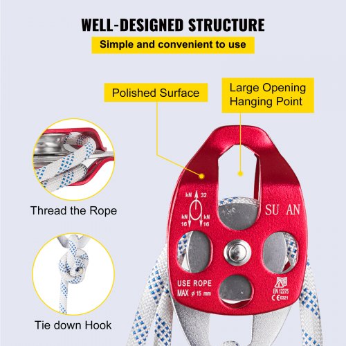 Twin Sheave Block And Tackle 7500lb Pulley System Stainless Outdoor ...