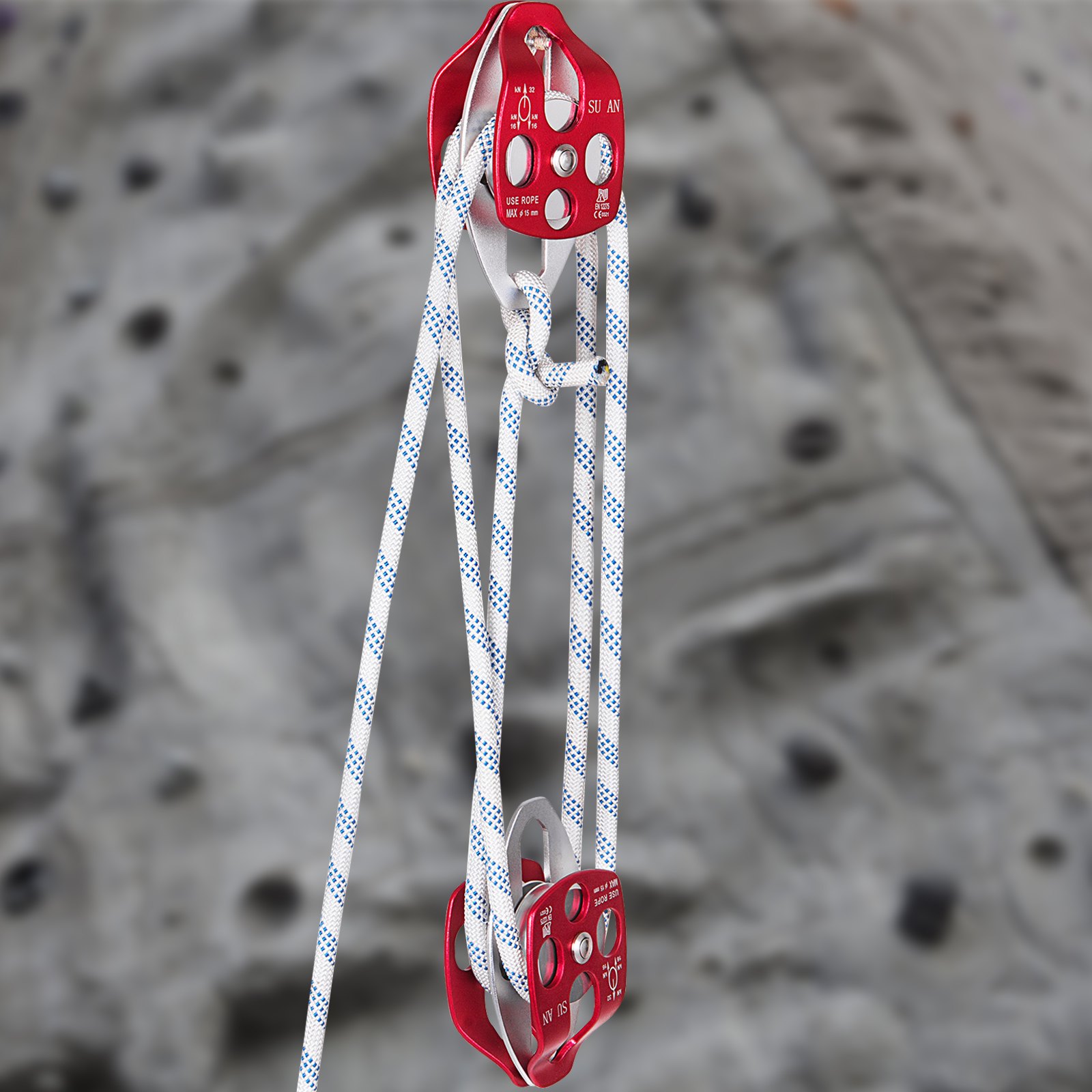 VEVOR Twin Sheave Block and Tackle 1/2" x 200Ft Twin Sheave Block with ...