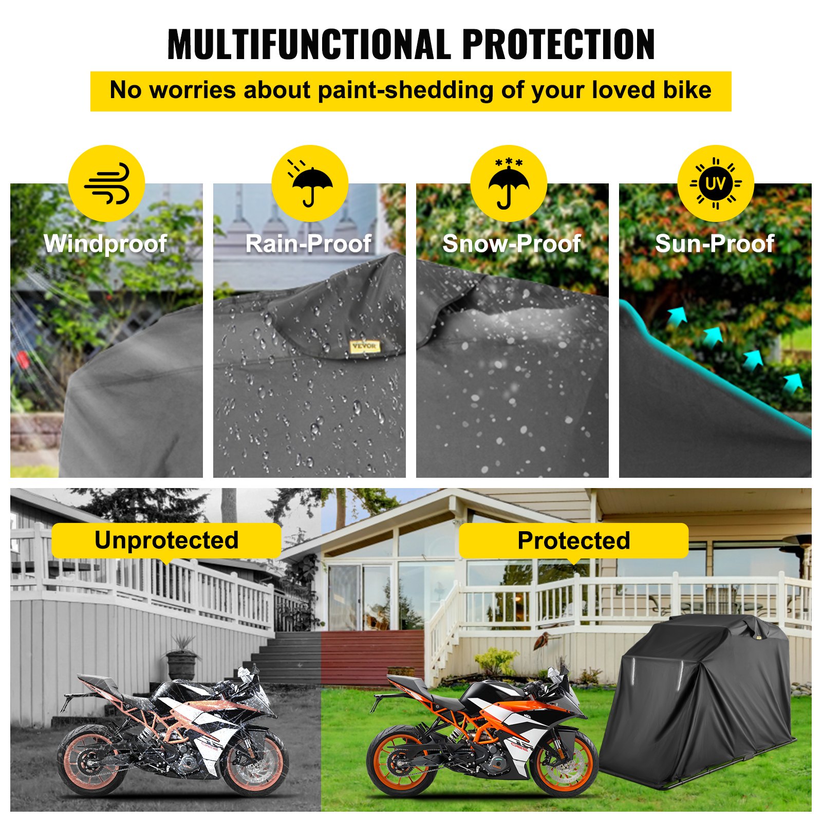 VEVOR Motorcycle Shelter Storage Waterproof Motorbike Storage Tent ...