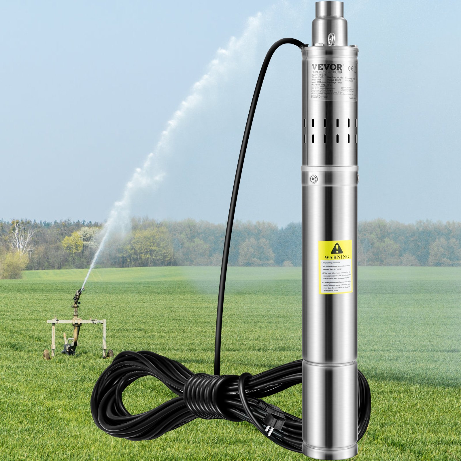 VEVOR VEVOR Deep Well Submersible Pump Stainless Steel Water Pump 550W ...