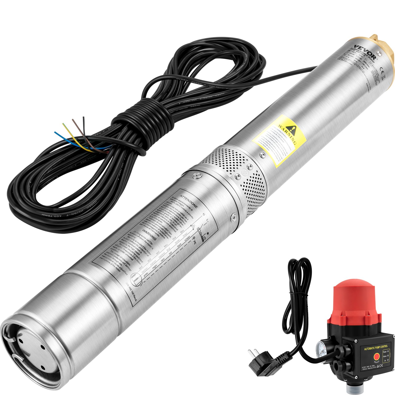 VEVOR VEVOR Deep Well Submersible Pump, 550W 230V/50Hz, 50L/min 89 m ...