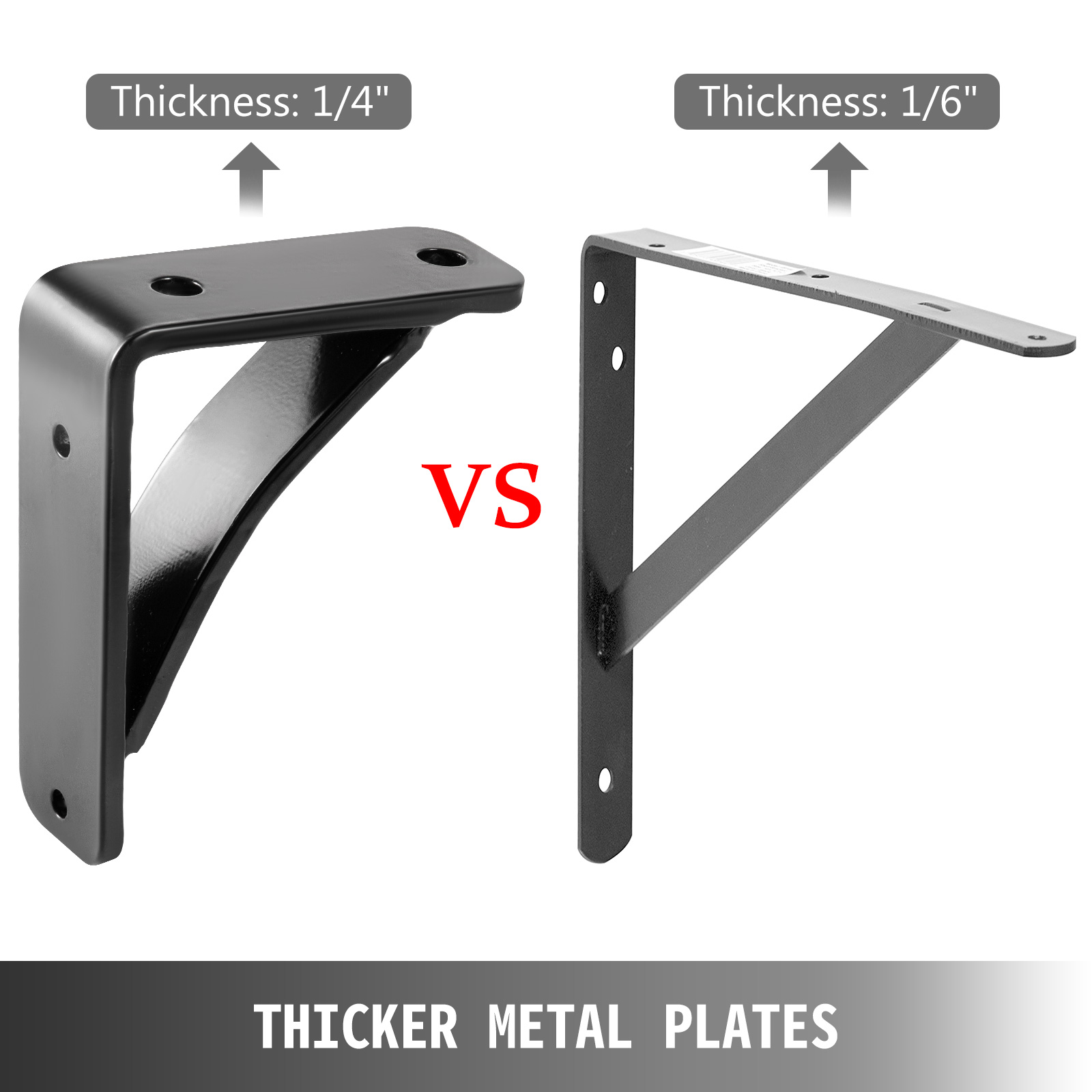 VEVOR Heavy Duty Shelf Brackets 2 Pack, Floating Shelf Bracket 4x5x1.5 ...