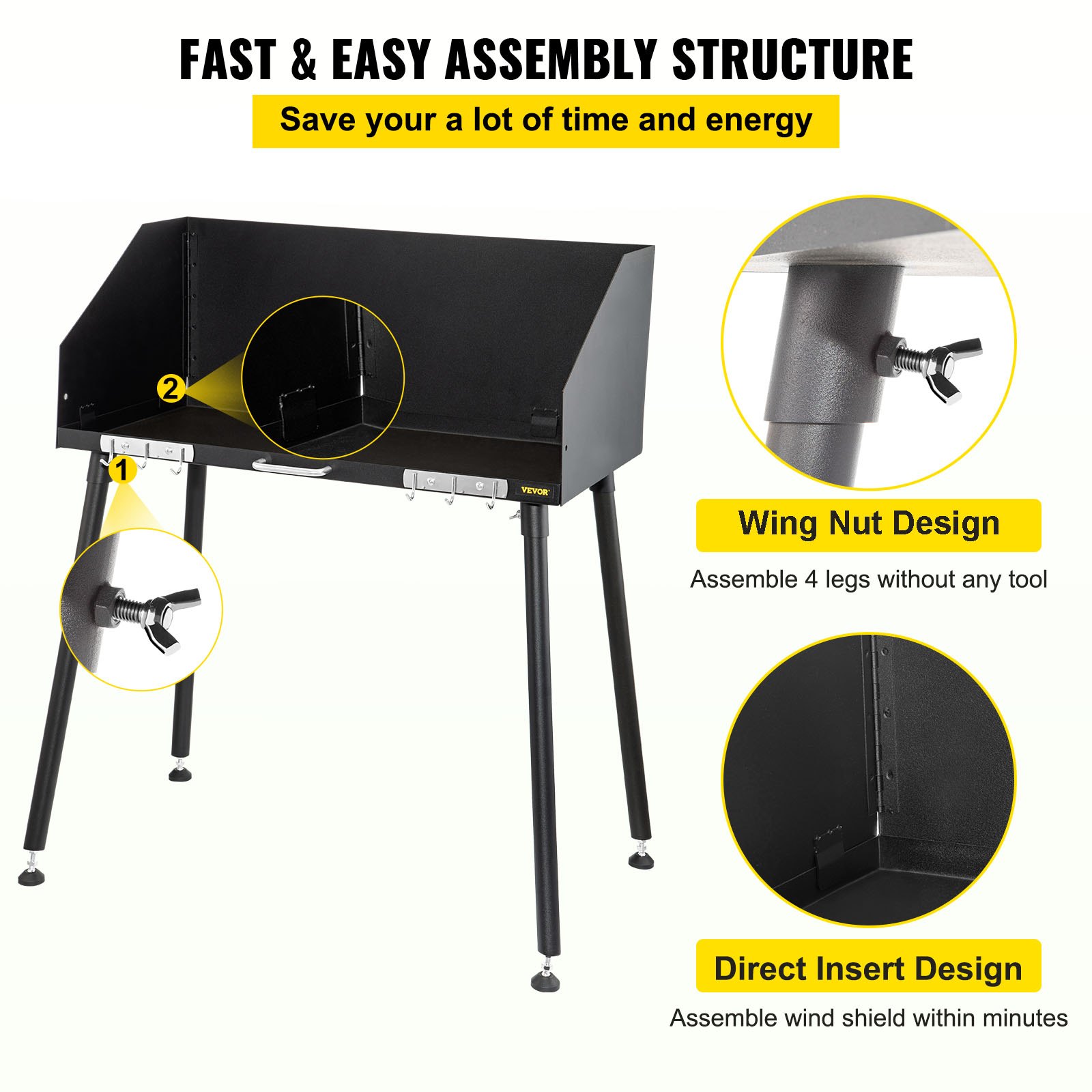 Vevor Camp Table Dutch Oven Cooking Table Carbon Steel 38x18x38in W ...
