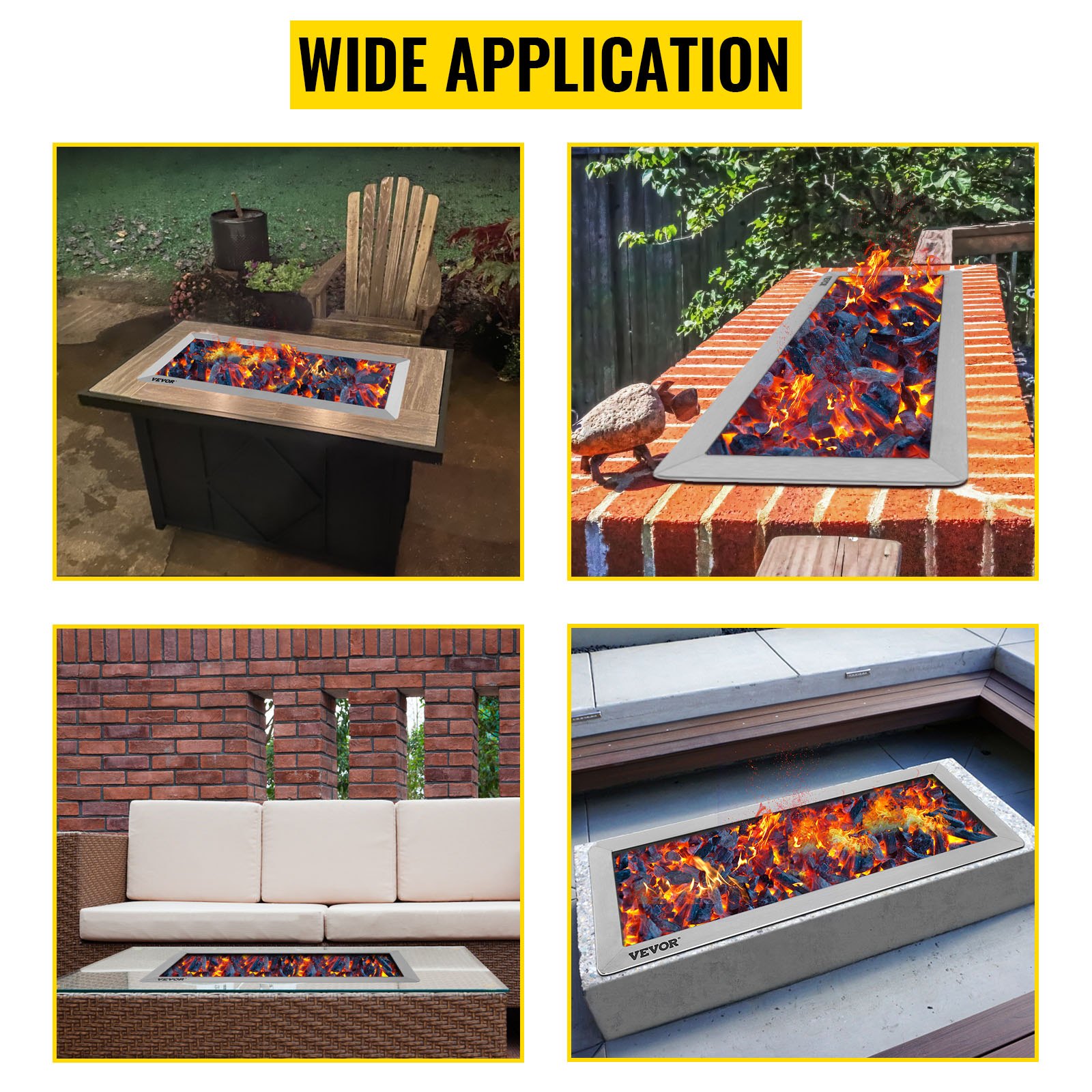 31.5 by 12-inch Rectangular Table Top Fire Pit with Linear Burner ...