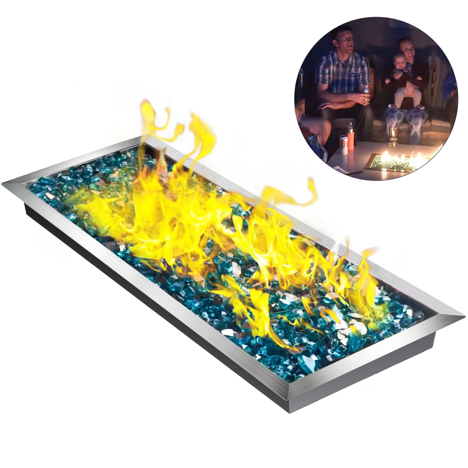 VEVOR Fire Pit Pan,Stainless Steel Linear Trough Fire Pit Pan and ...