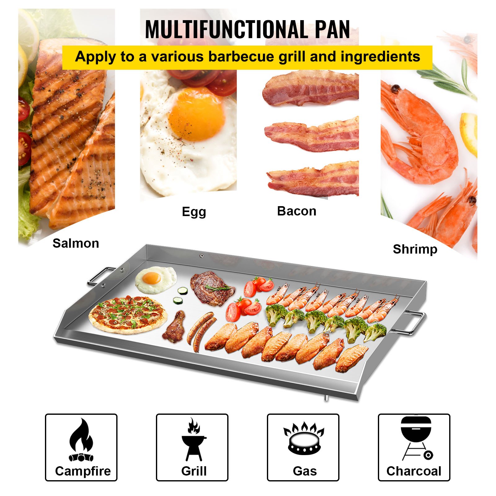 VEVOR Stainless Steel Griddle,32\" X 17\" Universal Flat Top ...
