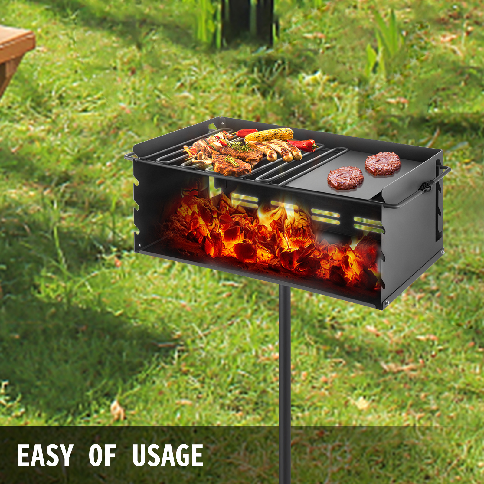 Single Post Park Charcoal/ Wood Steel Cooking Bbq Picnic Camping Grill ...