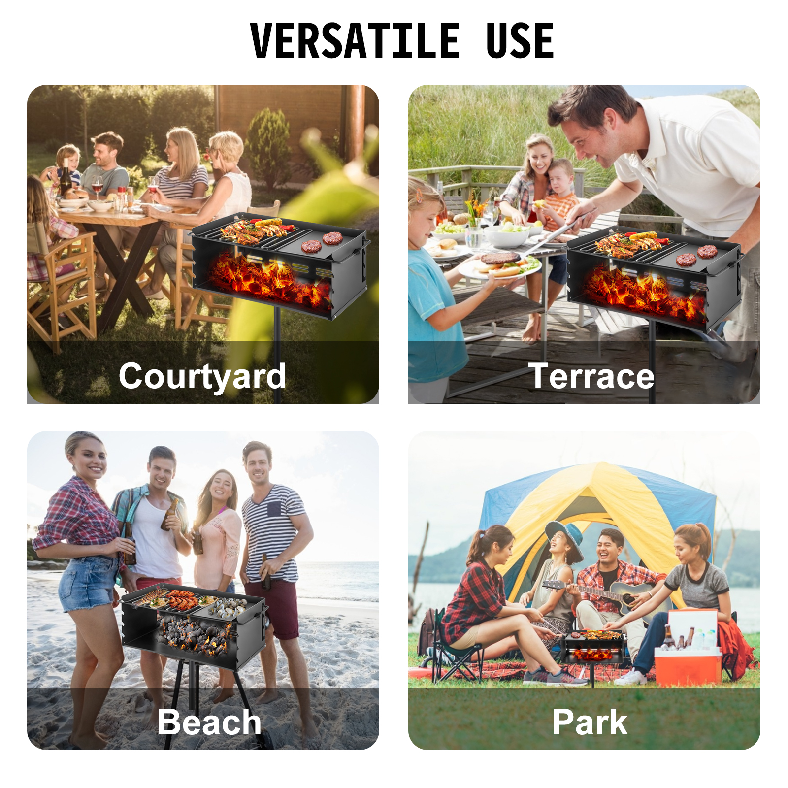 Single Post Park Charcoal/ Wood Steel Cooking Bbq Picnic Camping Grill ...