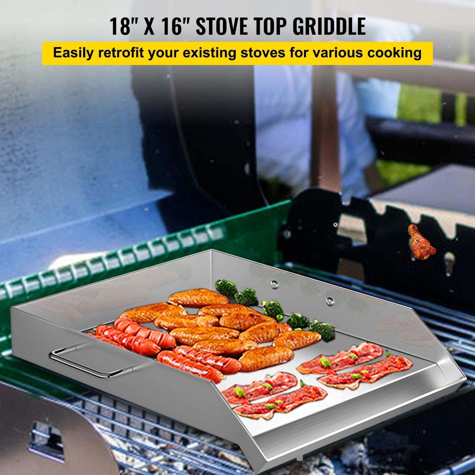 18" X 16" Stainless Steel Griddle Flat Top Grill Griddle For Triple Bbq ...