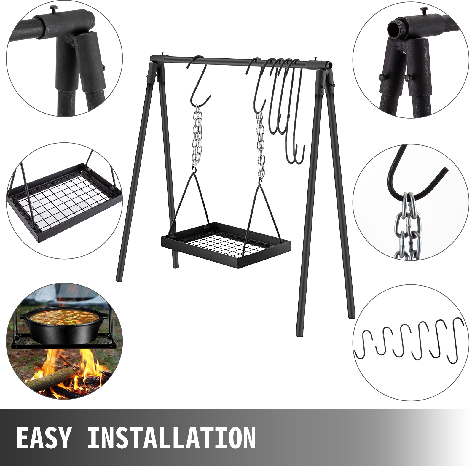 Campfire Cooking Stand, Outdoor Cooking, Cabon Steel, Campfire Cooking ...