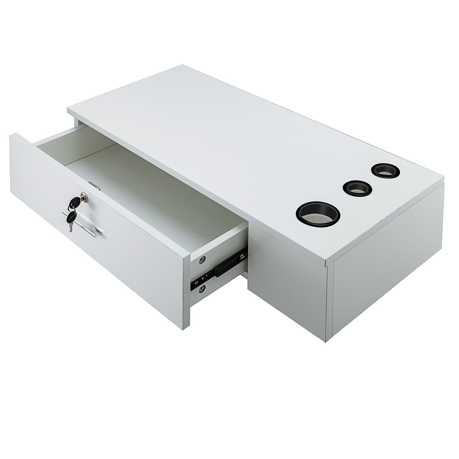 White Salon Wall Mount Stations Styling Classic Locking Storage Beauty ...