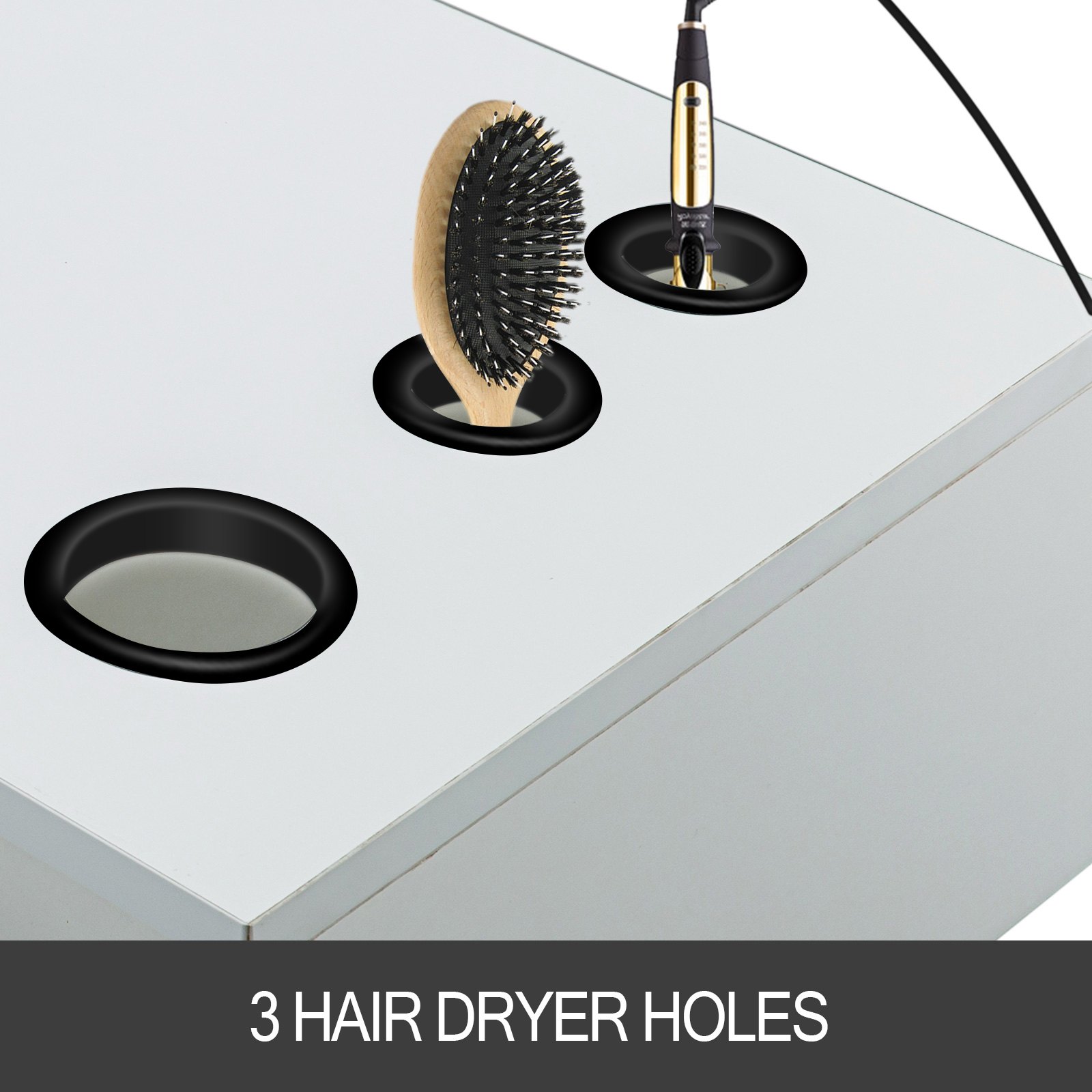 White Salon Wall Mount Stations Styling Classic Locking Storage Beauty ...