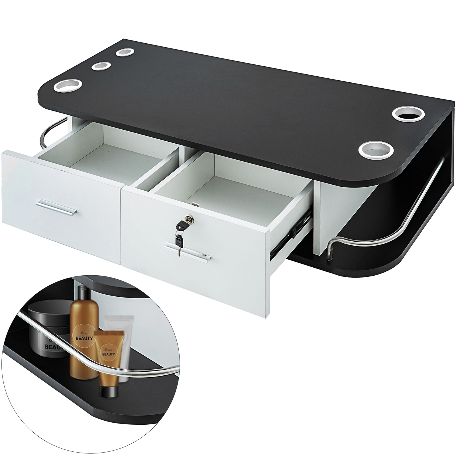 Wall Mount Styling Station Beauty Salon Equipment 41.3x16x8.9 Storage ...