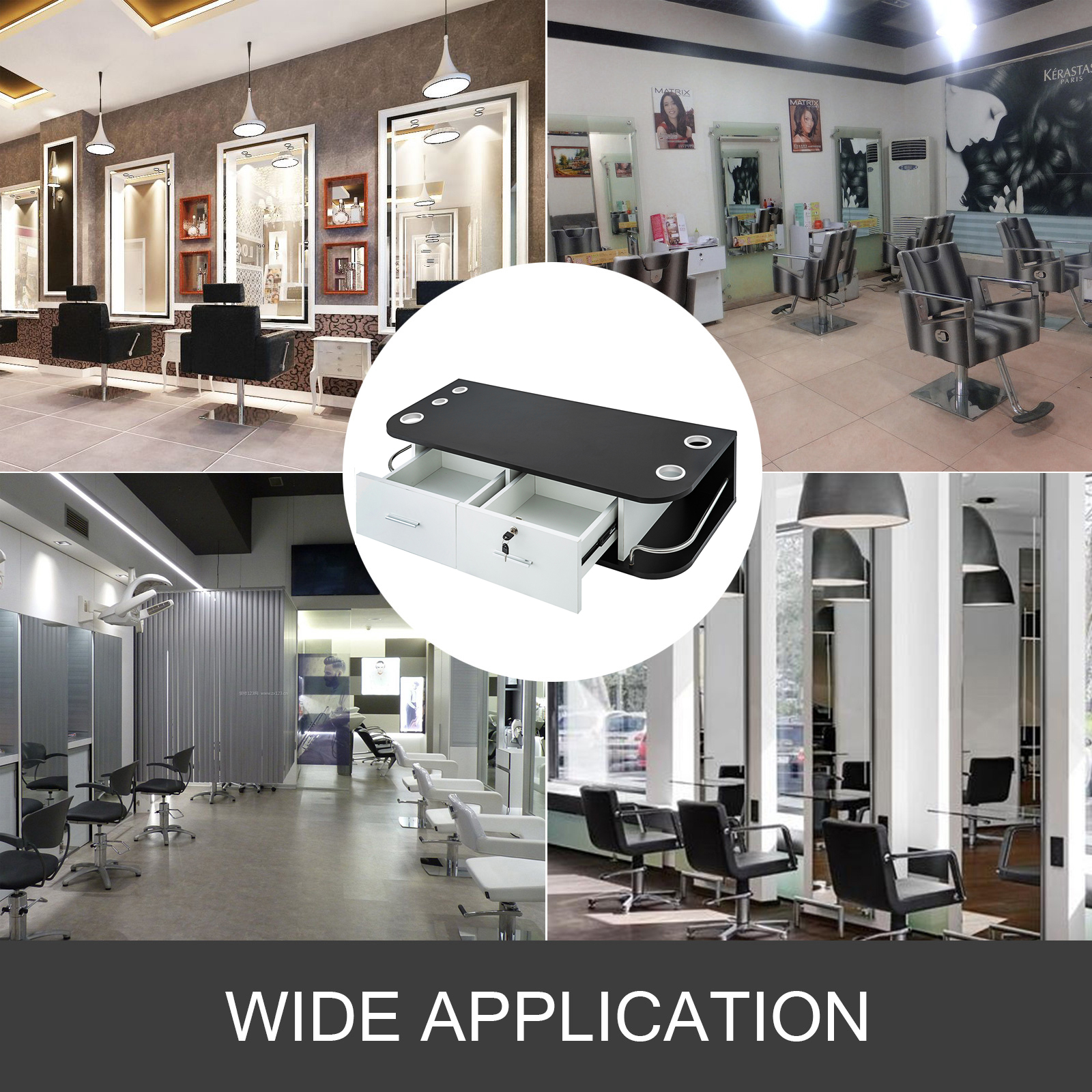 Wall Mount Styling Station Beauty Salon Equipment 41.3x16x8.9 Storage ...