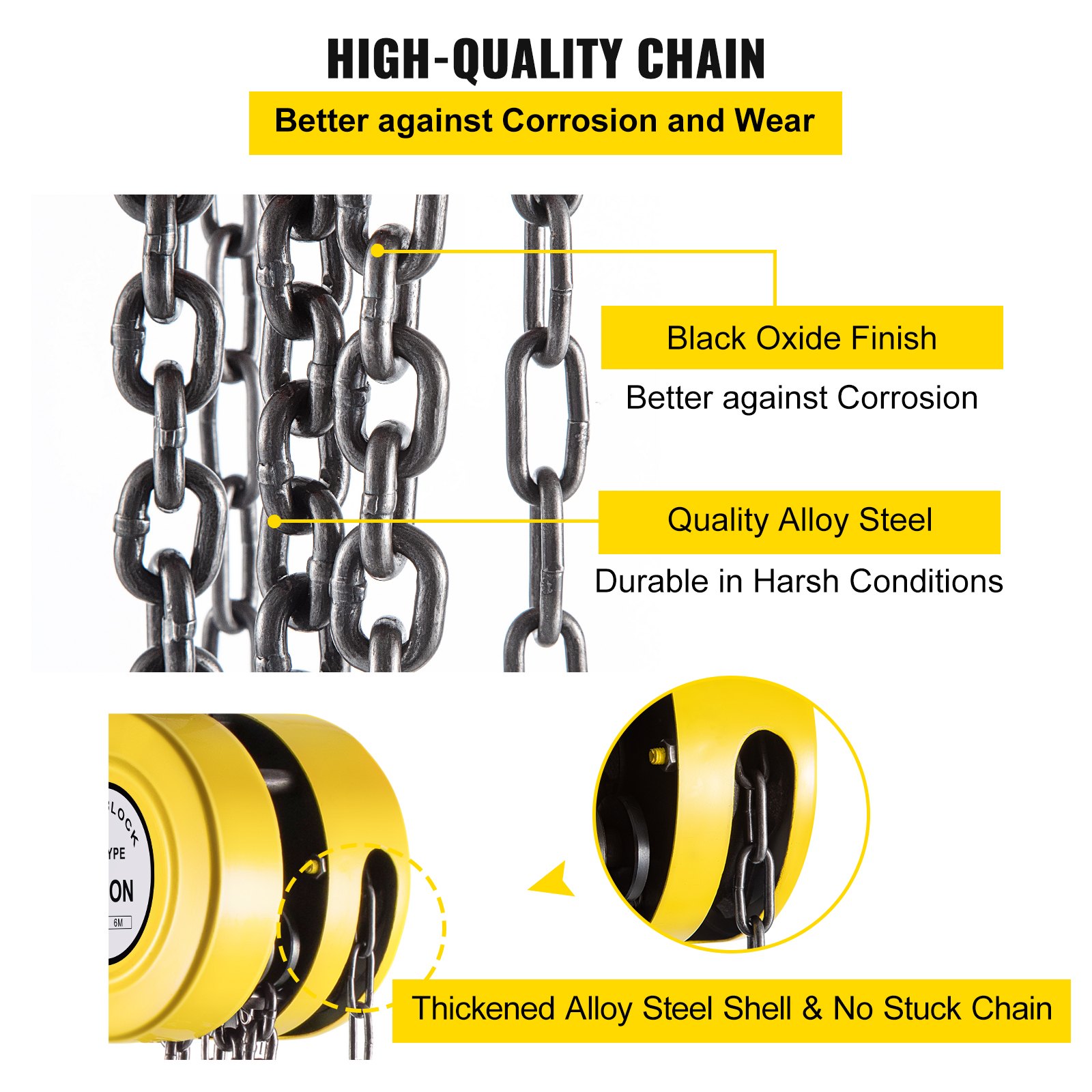 VEVOR Hand Chain Hoist, 2200 lbs /1 Ton Capacity Chain Block, 20ft/6m ...
